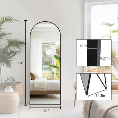 Ebern Designs Arched Full-Length Mirror, Aluminum Alloy Frame, Tempered ...