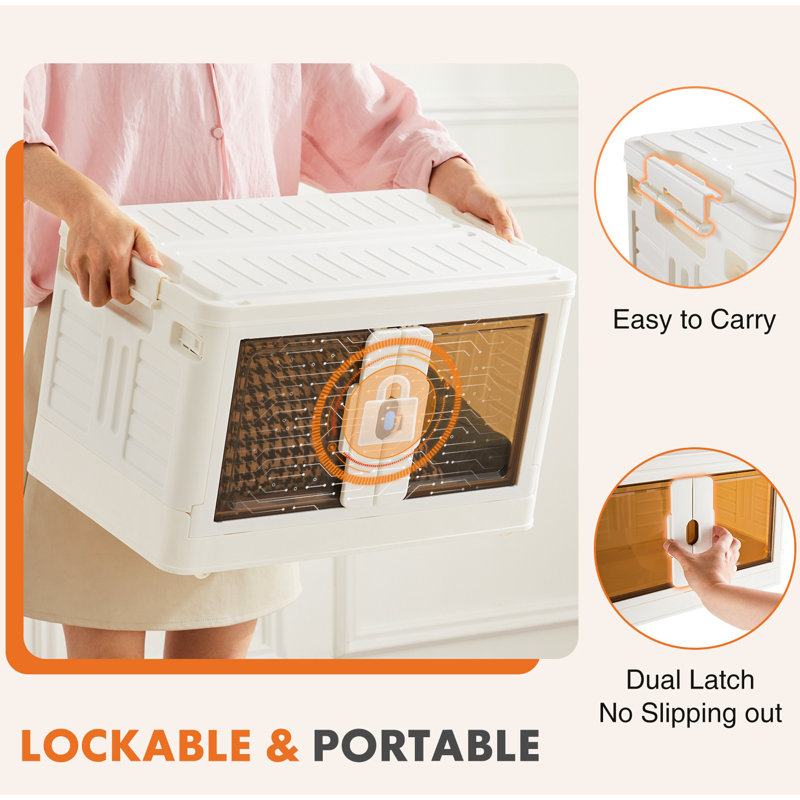 Rebrilliant Stackable Plastic Storage Bins with Lids,Doors,Wheels ...