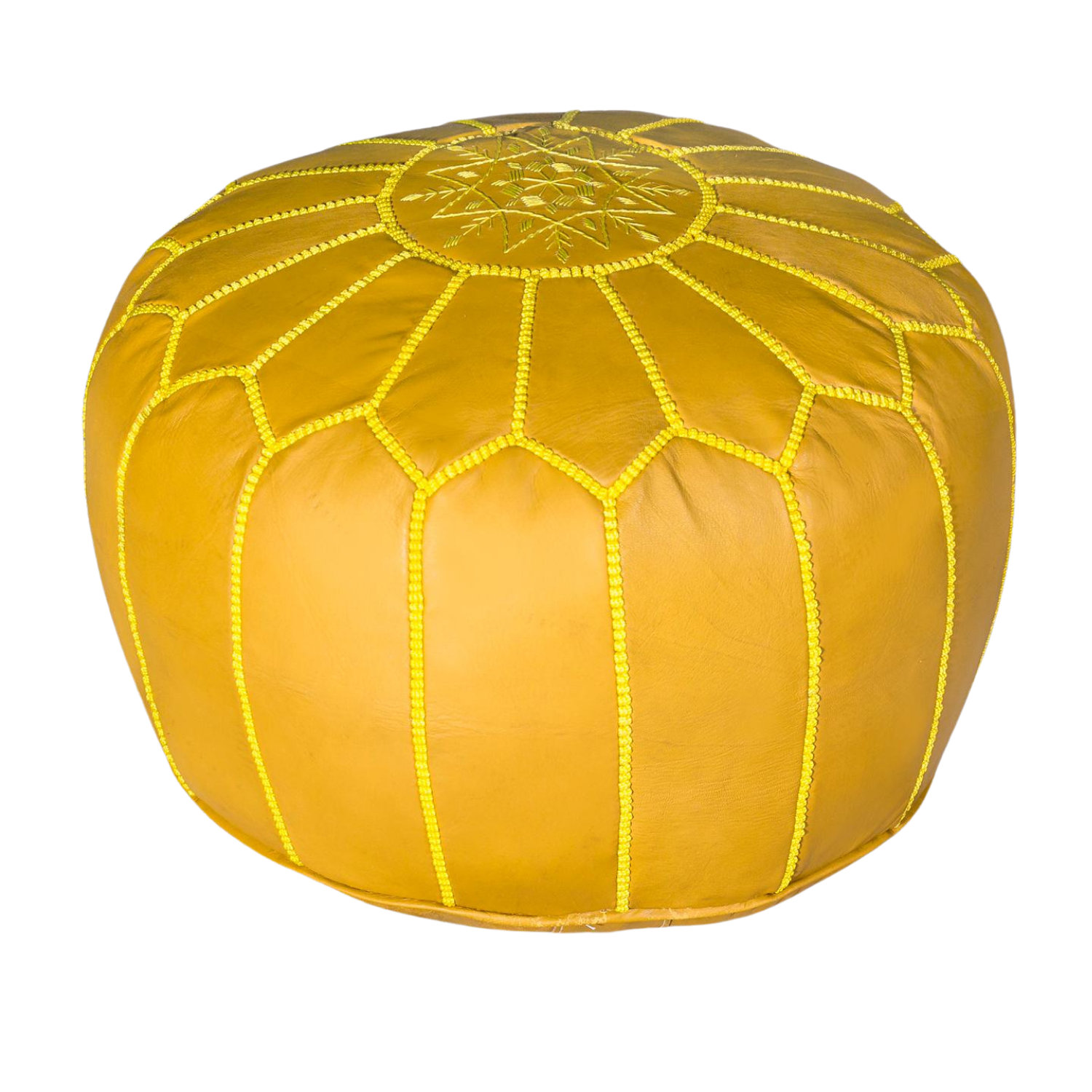 Bungalow Rose Mustard Moroccan Leather Pouf 20" | Wayfair