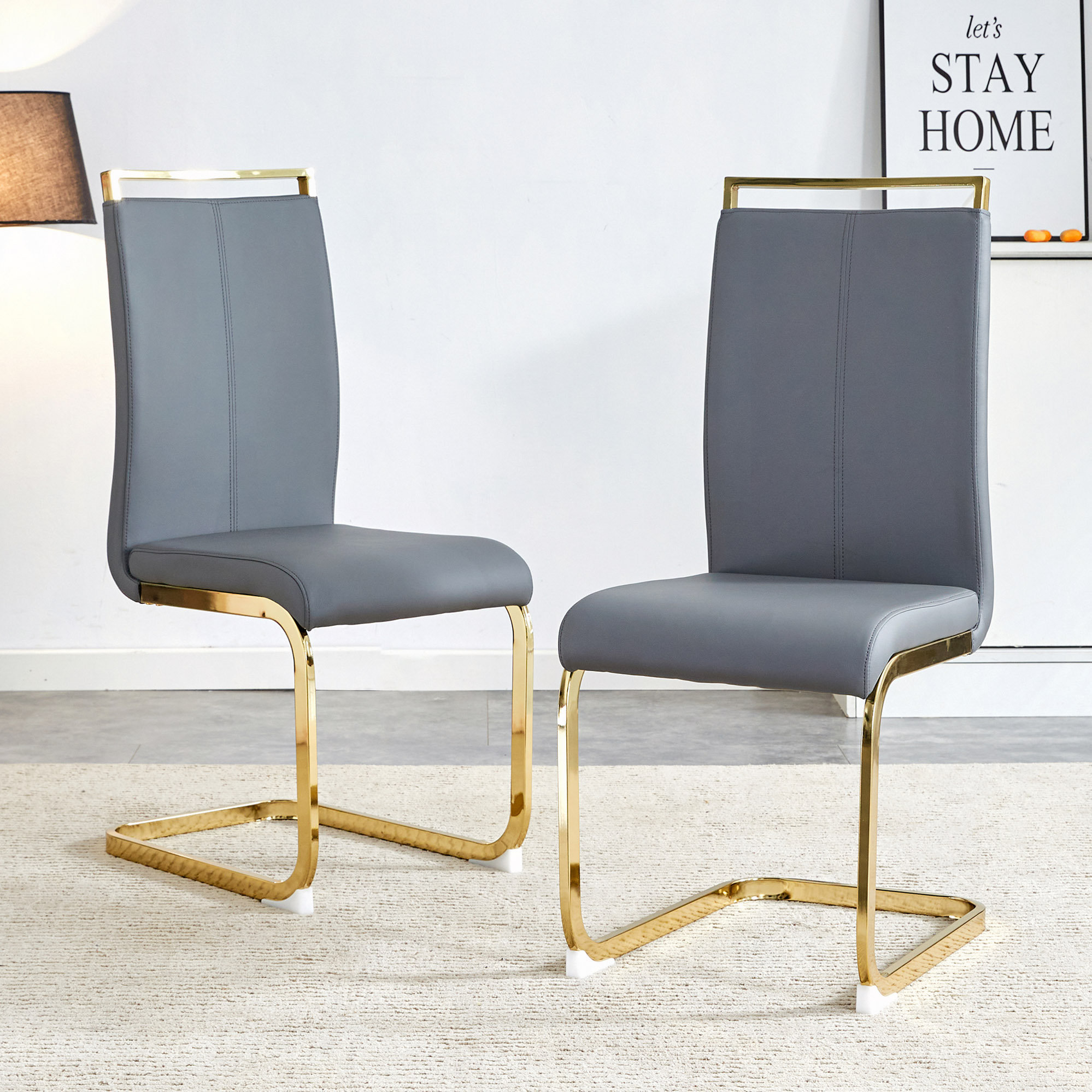 Brayden Studio® Dining Chairs, PU Faux Leather High Back Upholstered ...