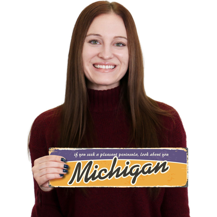SmartSign Vintage Michigan State Sign | Wayfair