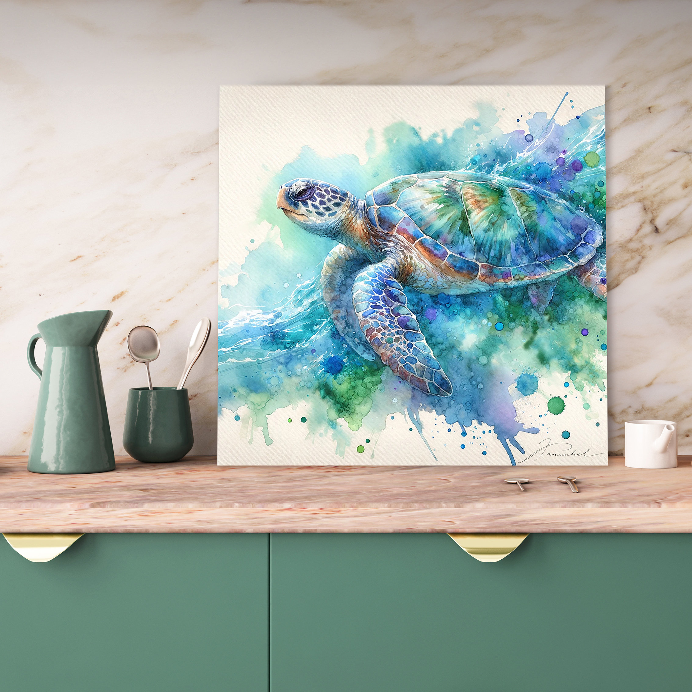 Wrought Studio™ AquaMarine Dreams - Sea Turtle On Canvas Print | Wayfair