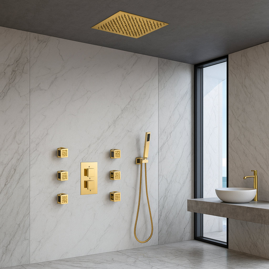 FontanaShowers Napoli Anniston Thermostatic Rainfall Shower Jet Bath ...