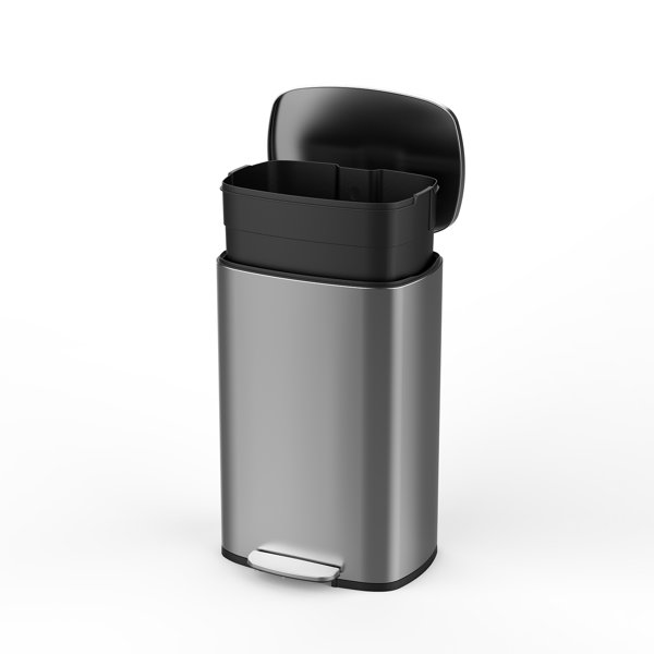 BinMax 13.2 Gallon Soft Closing Rectangular Stainless Steel Trash Can ...