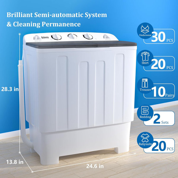 Erivess Portable 22lbs Twin Tub Washing Machine with Drying Rack ...