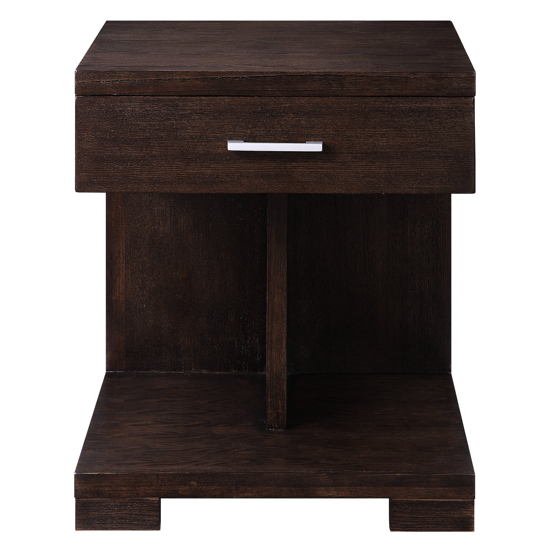 Red Barrel Studio® Contemporary Style Walnut End Table With Drawer And ...