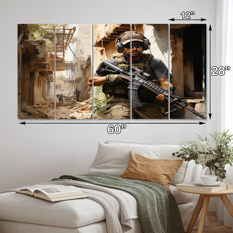 Design Art Us Military In Mission III - Army Wall Decor - 5 Equal ...
