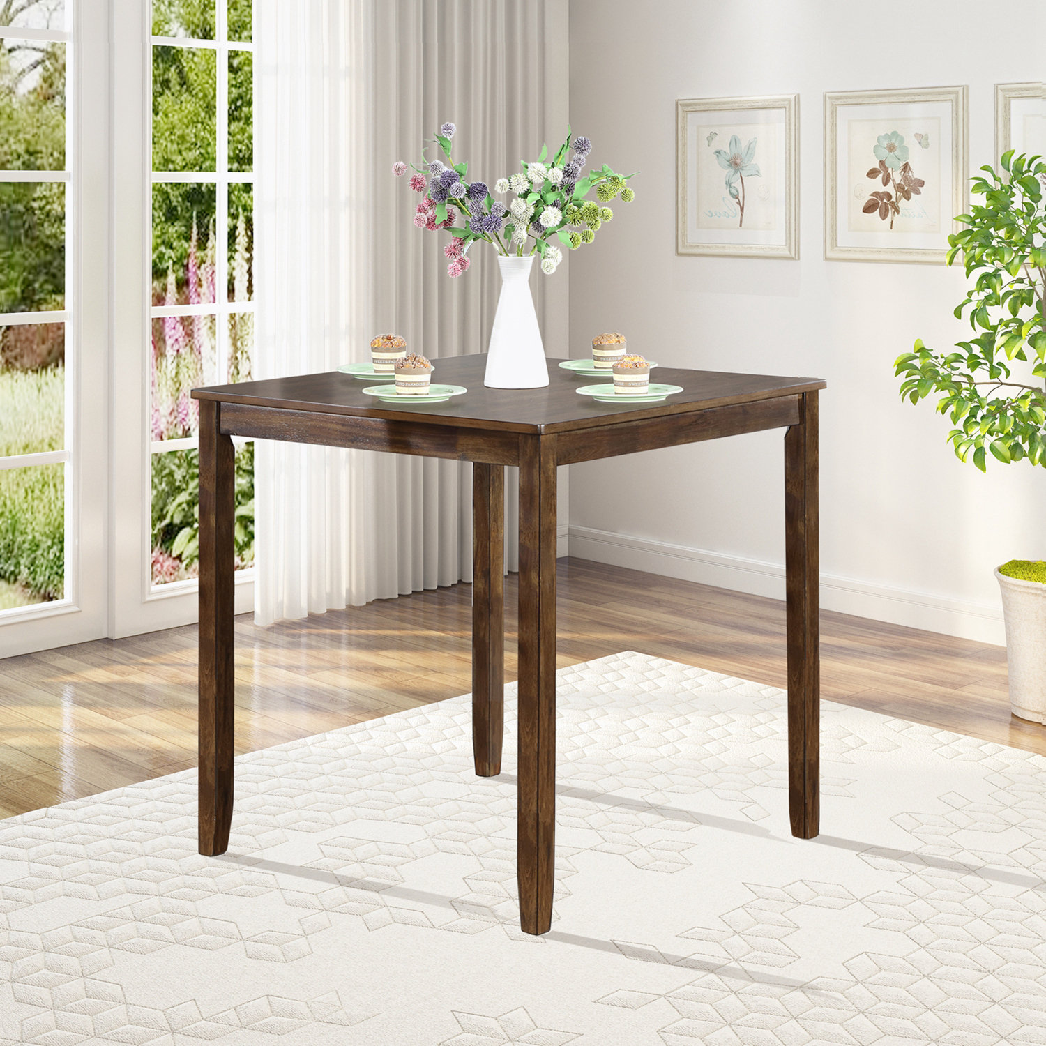 George Oliver Wooden Dining Square Table with four sturdy legs ...