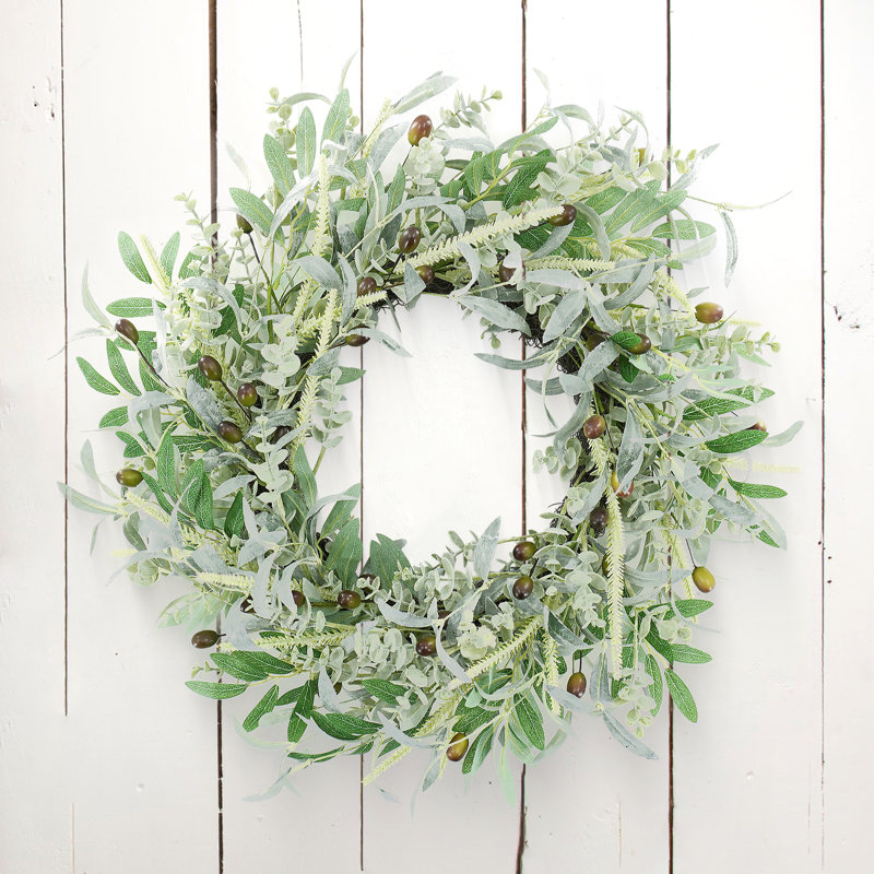 Primrue 22 "Spring Wreath Of Olive And Flocking Leaves | Wayfair
