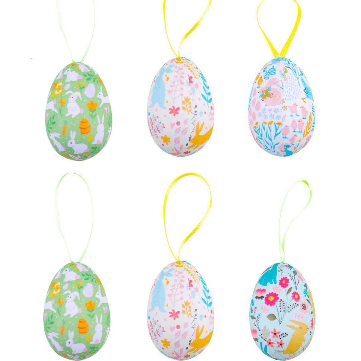 The Holiday Aisle® 6 PCS Easter Eggs Hanging Ornaments, Flower Easter ...