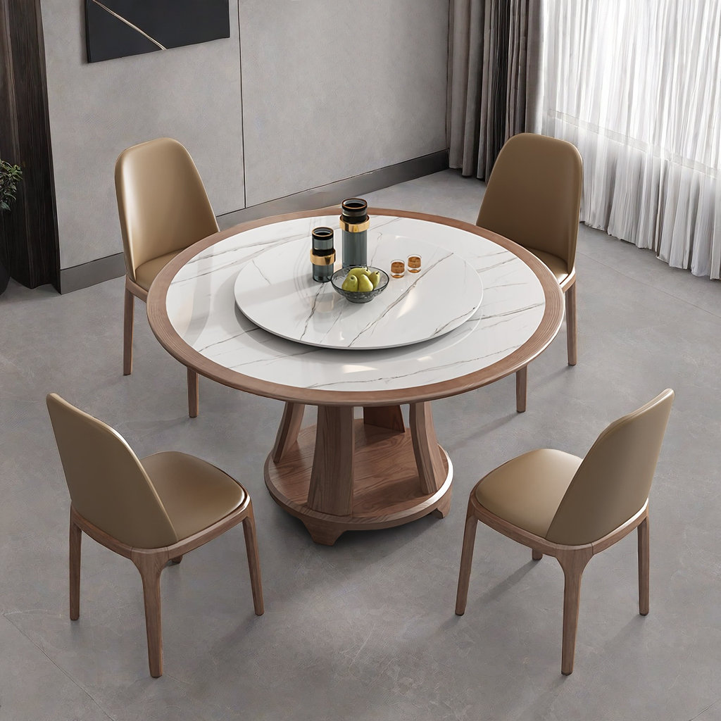 GINATOL Solid Wood Rock Plate Round Dining Table Sets. | Wayfair