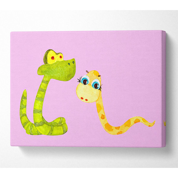 Zoomie Kids Two Snakes Pink - Wrapped Canvas Art Prints | Wayfair.co.uk