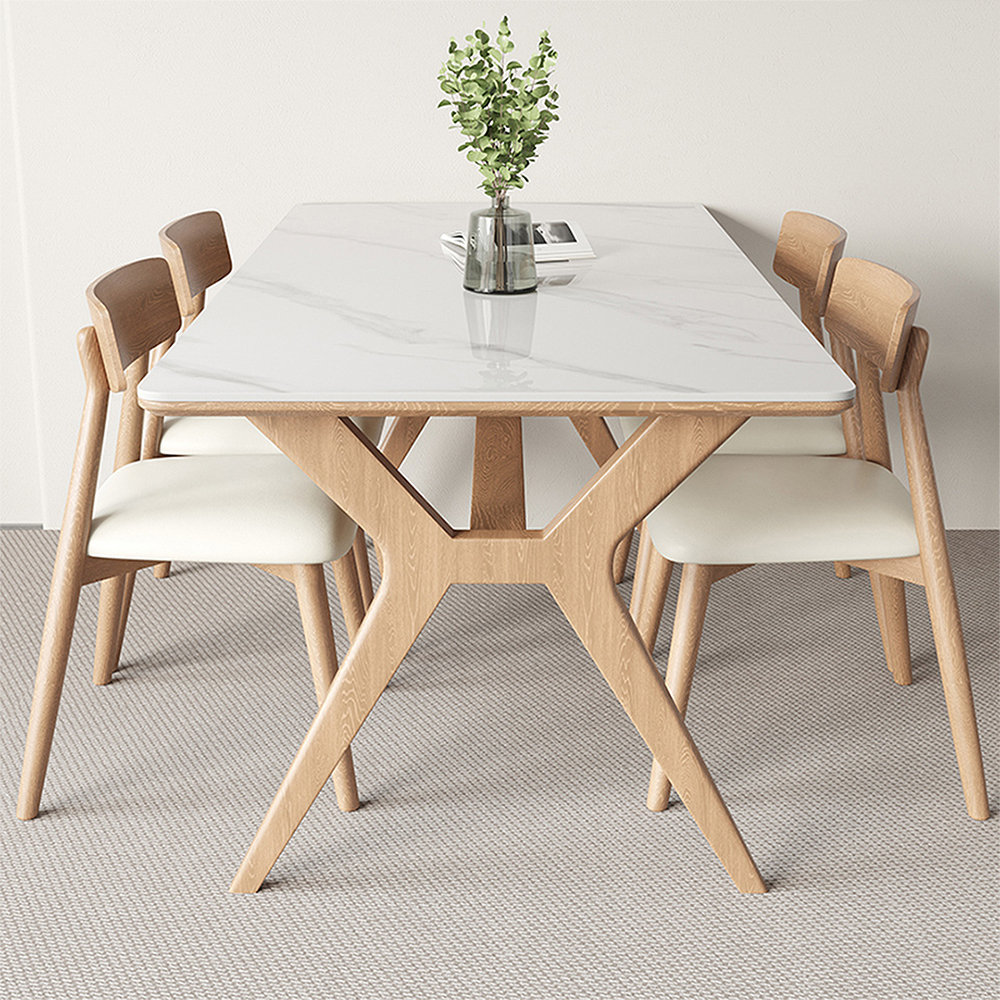 George Oliver 4 - Person White+Burlywood Rectangular Solid Wood ...