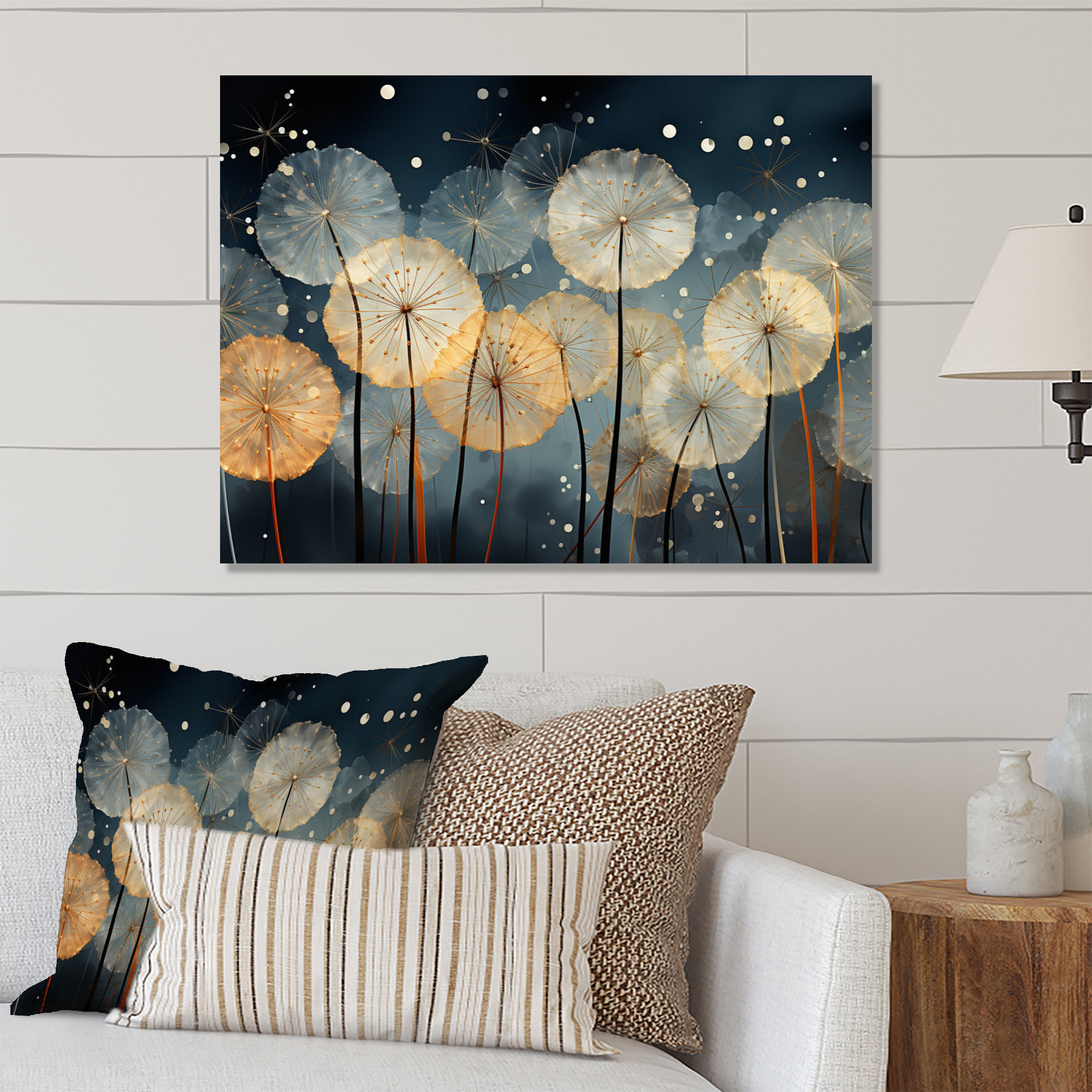 Winston Porter White Teal Dandelion Symphony II - Floral Metal Wall Art ...
