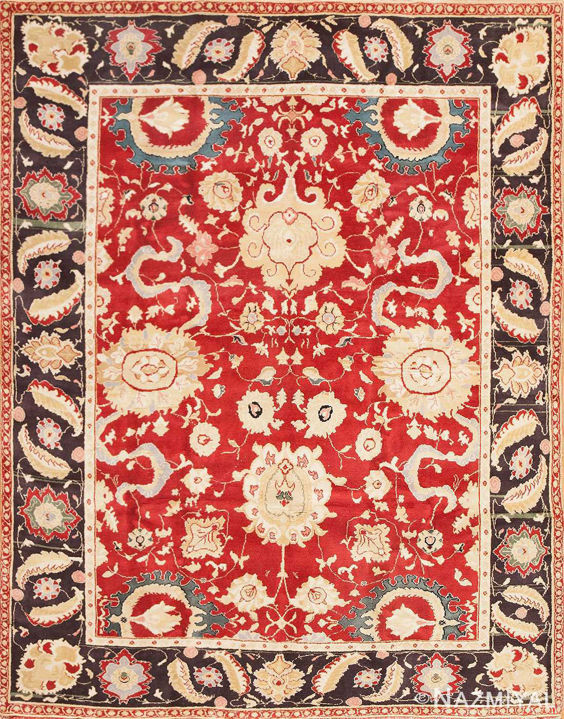 Nazmiyal Collection Red Background Vintage Indian Agra Rug | Wayfair