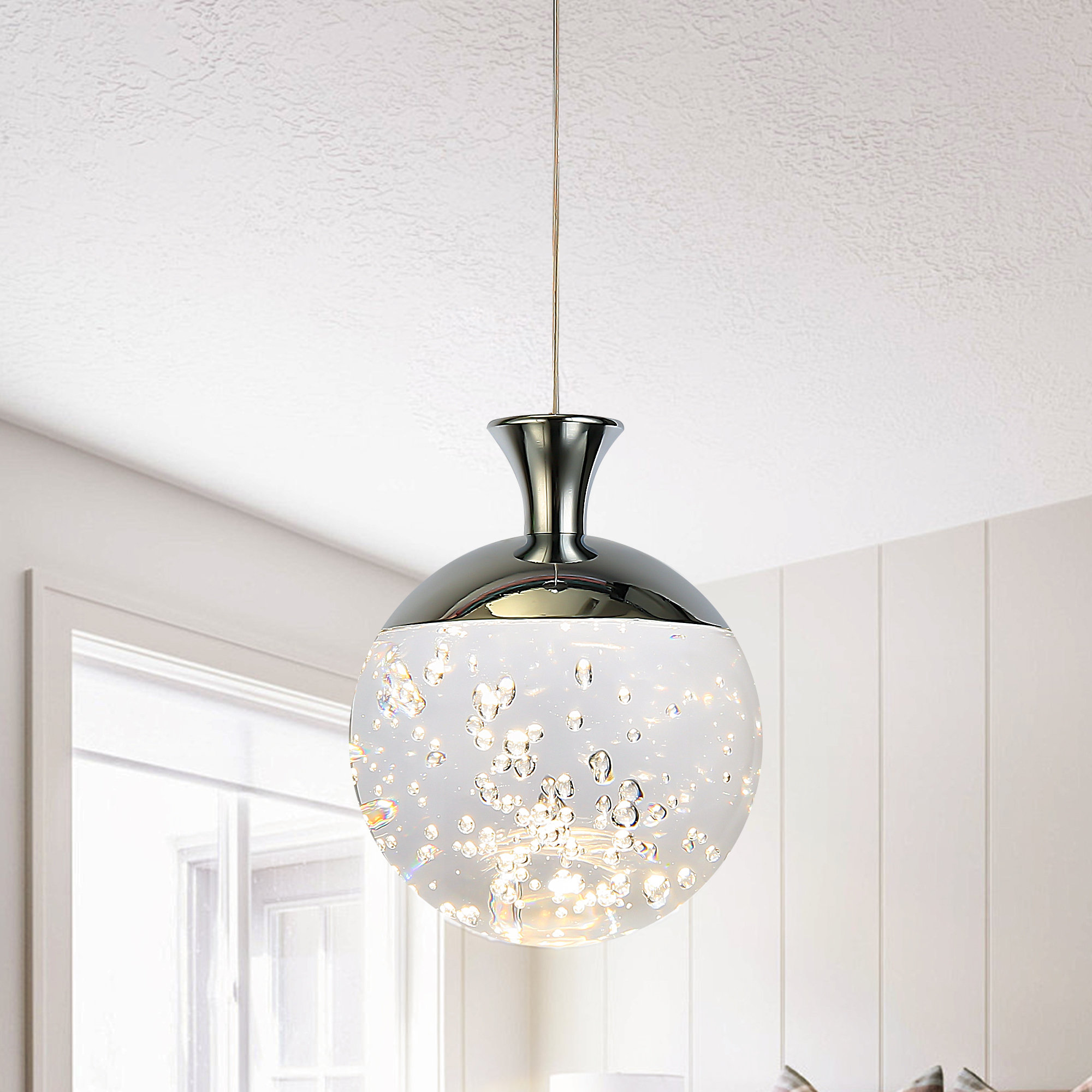 Wrought Studio Marguerette 1 - Light Chrome LED Single Pendant Light ...