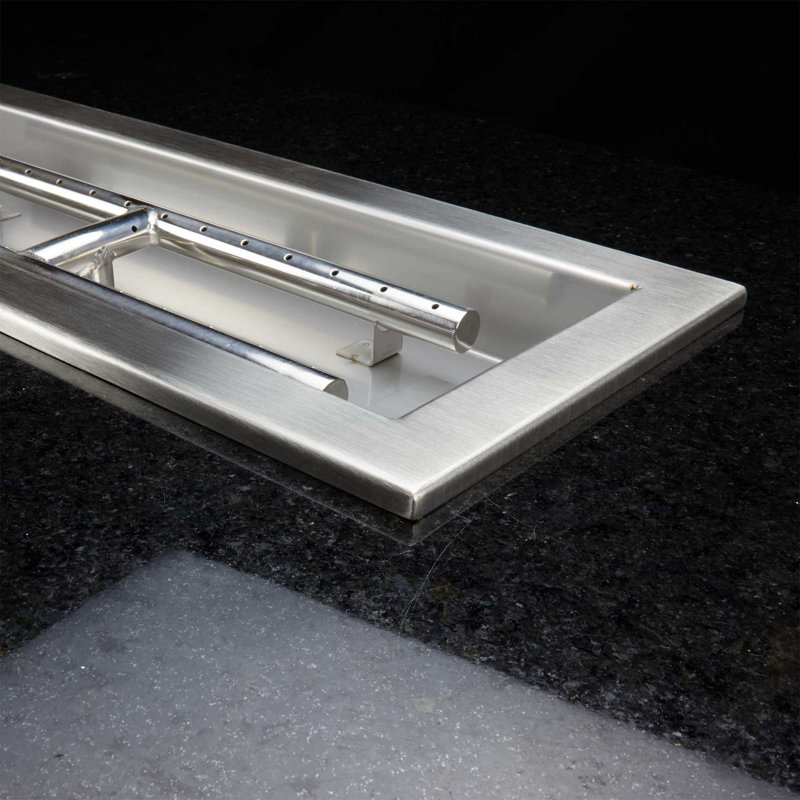 Celestial Fire Glass 18" x 6" Rectangular Fire Pit Burner w/ Pan ...