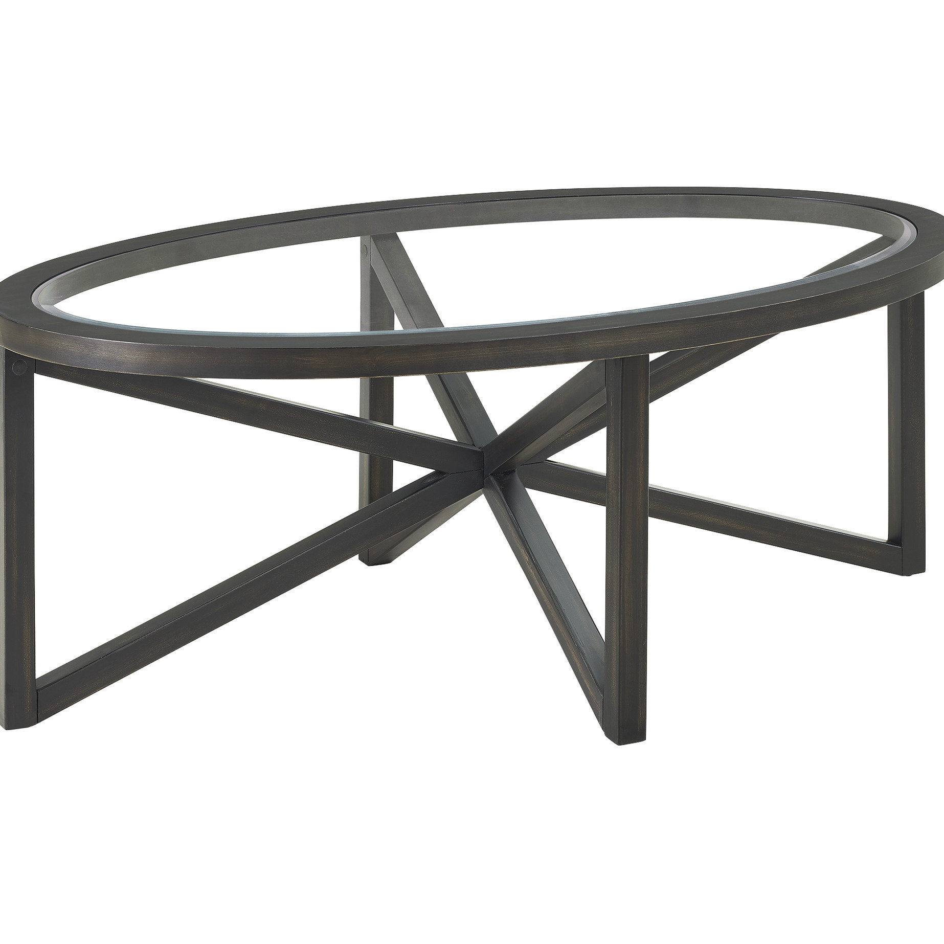 Latitude Run® Simple Transparent Glass Coffee Table With Solid Wood ...