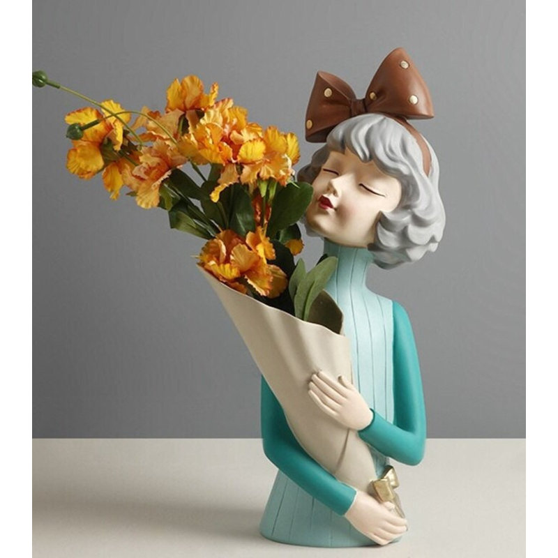 House of Hampton® Dotsie Teal 15" Resin Table Vase | Wayfair