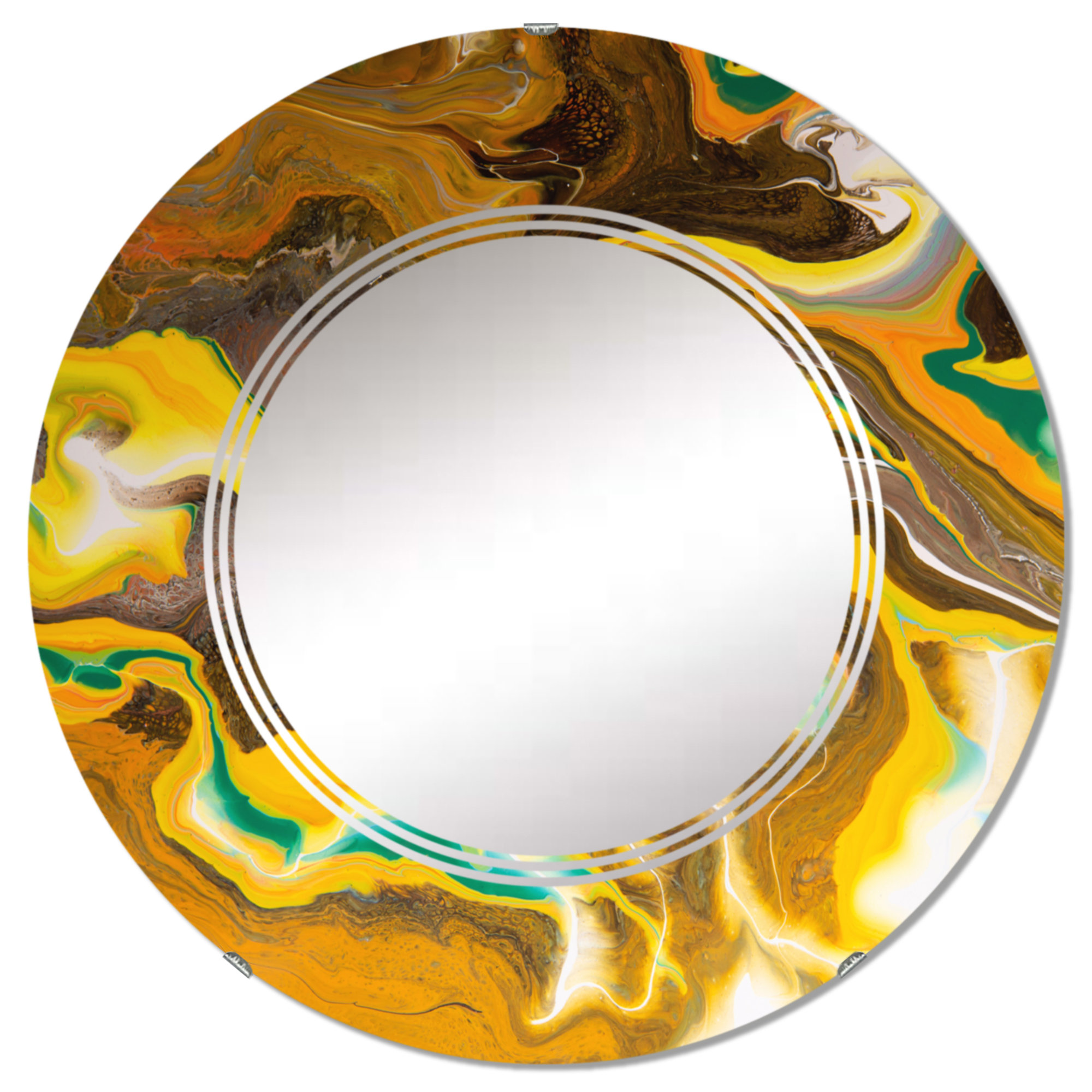East Urban Home Bright Khaki And Yellow Marble Art - Modern Wall Mirror ...