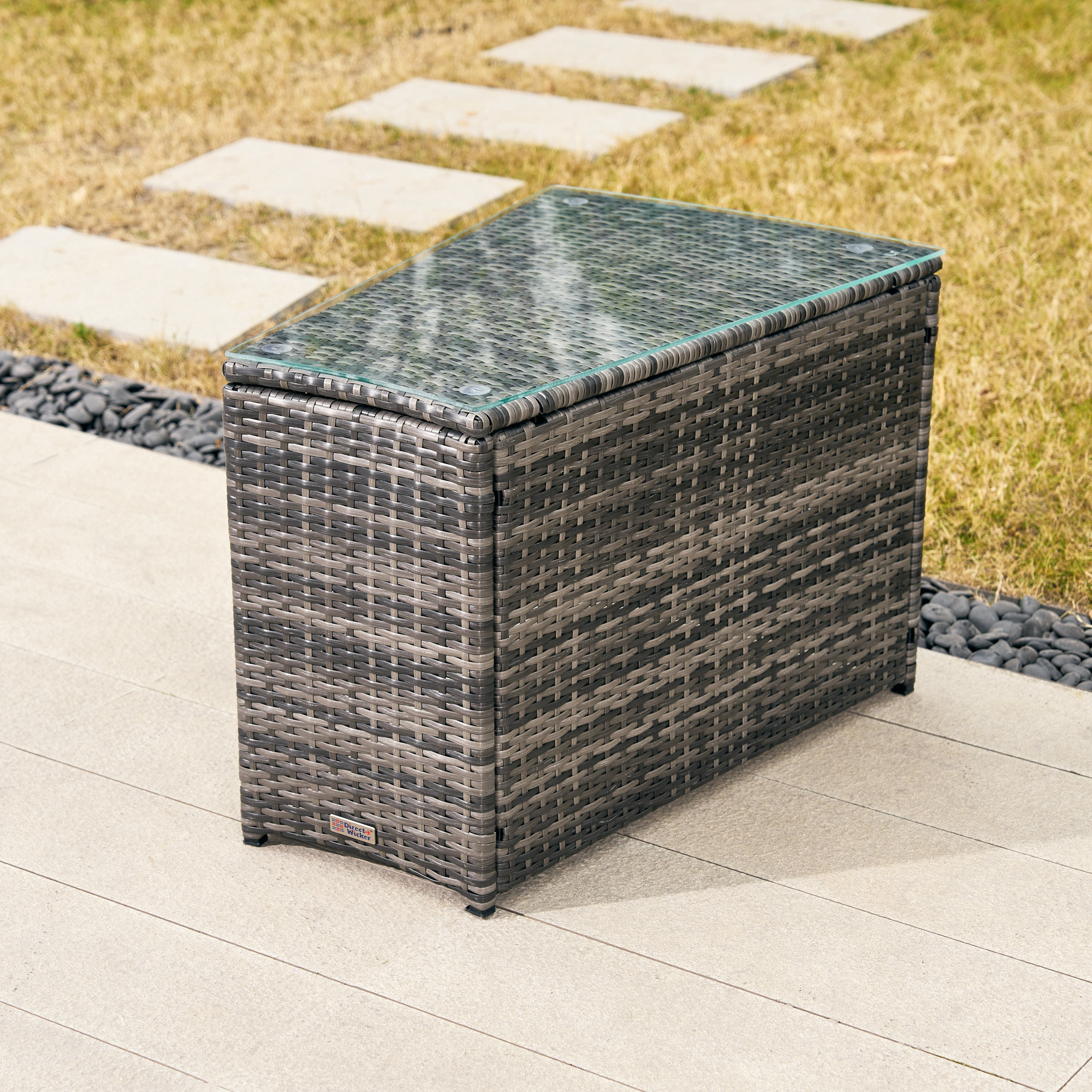 Latitude Run® Apphi Outdoor Steel Wicker Side Table - Gray | Wayfair