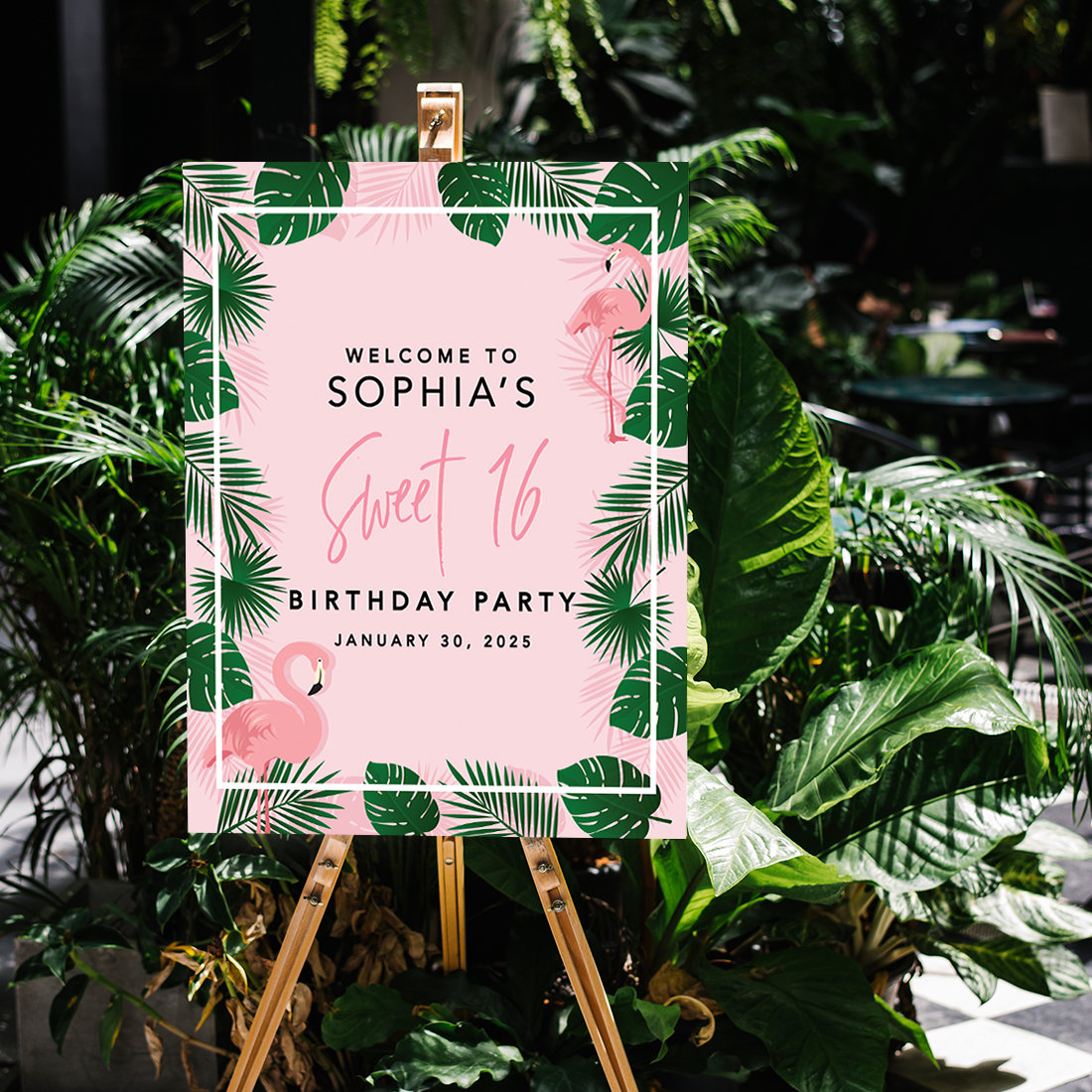 Koyal Wholesale Large Custom Sweet 16 Welcome Sign, Flamingo Tropical ...