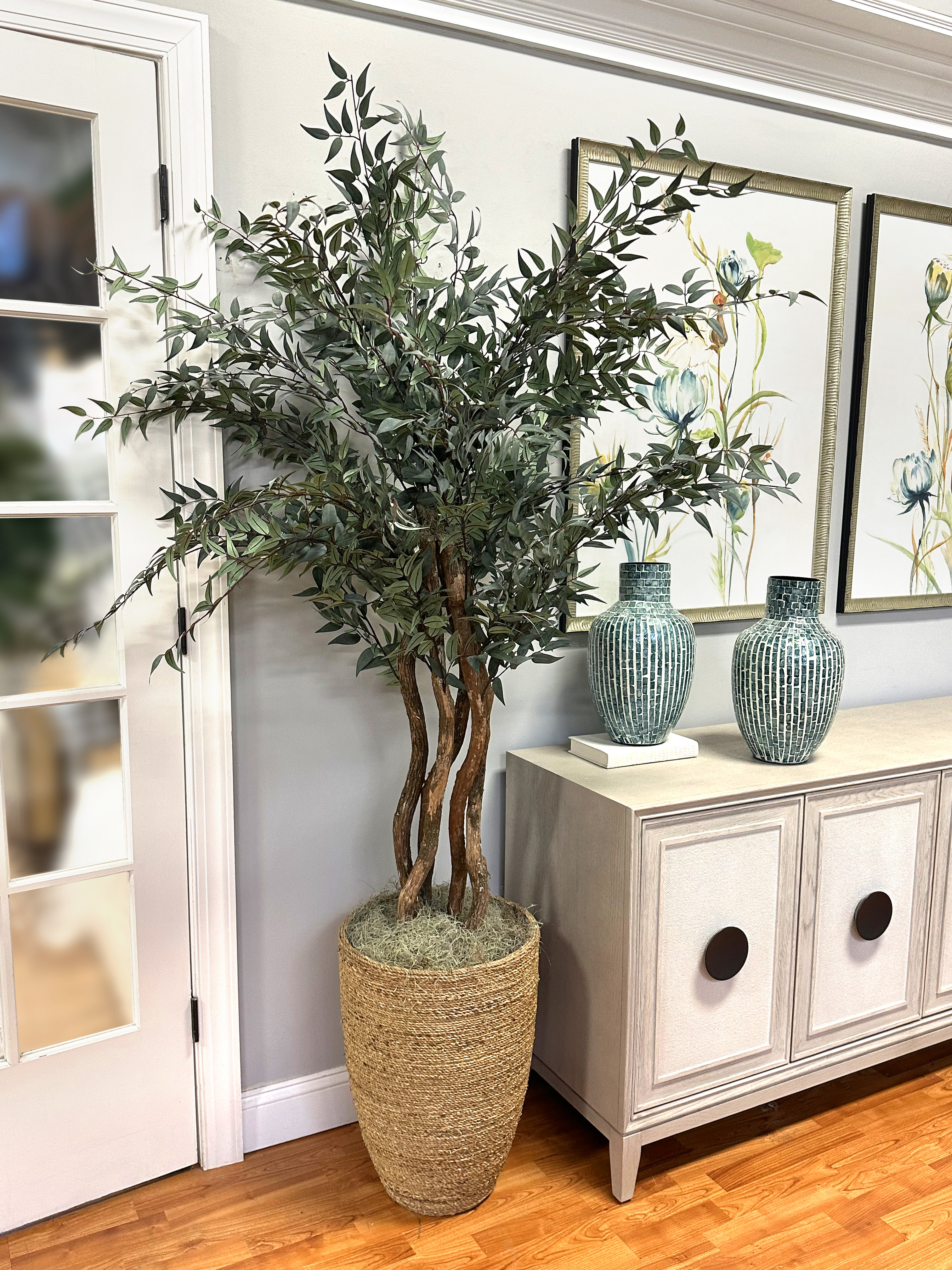 Creative Displays, Inc. 6.5' Faux Italian Ruscus Tree in Seagrass ...