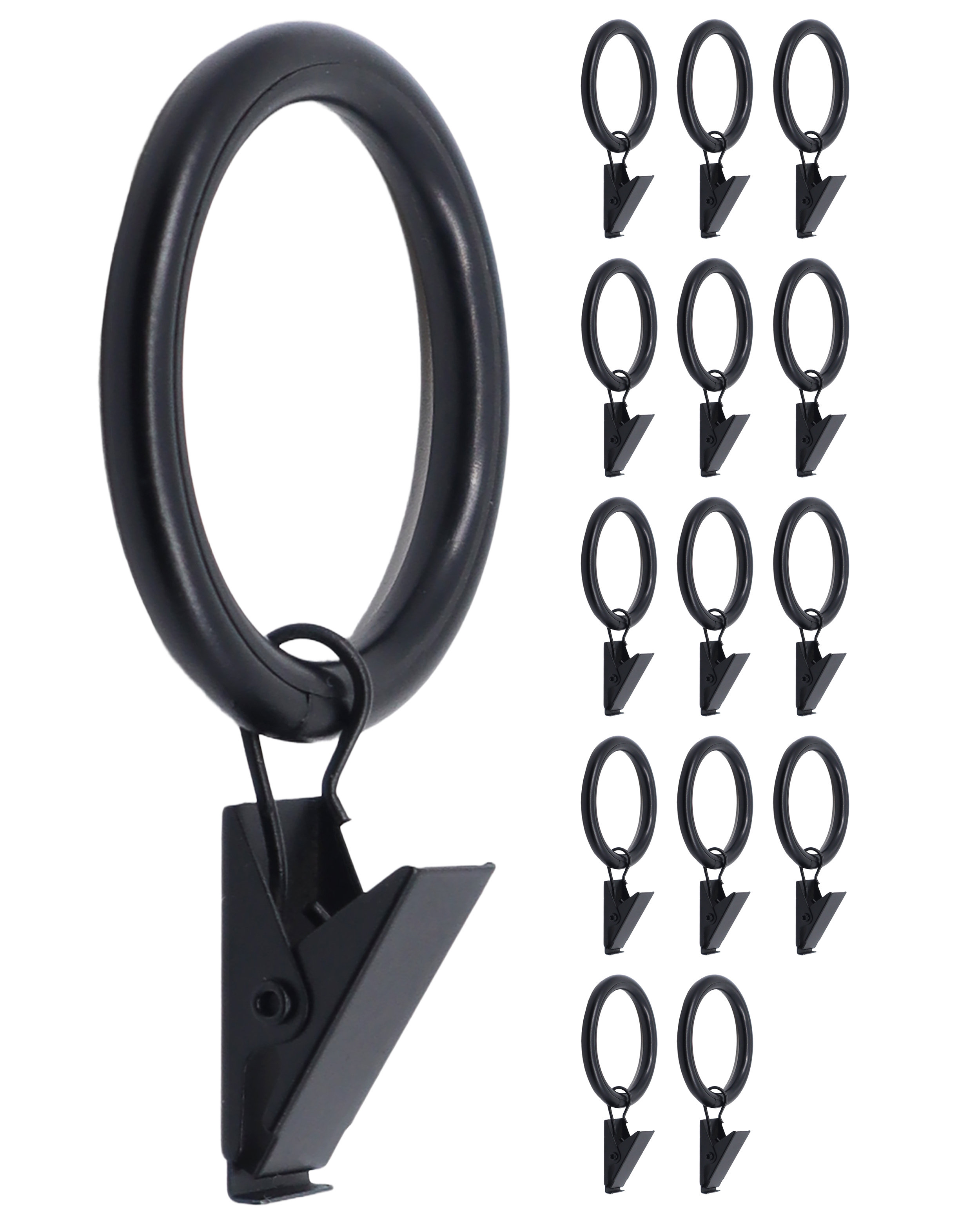 MERIVILLE Drapery Curtain Rings With Clip - 1.5-Inch Inner Diameter ...