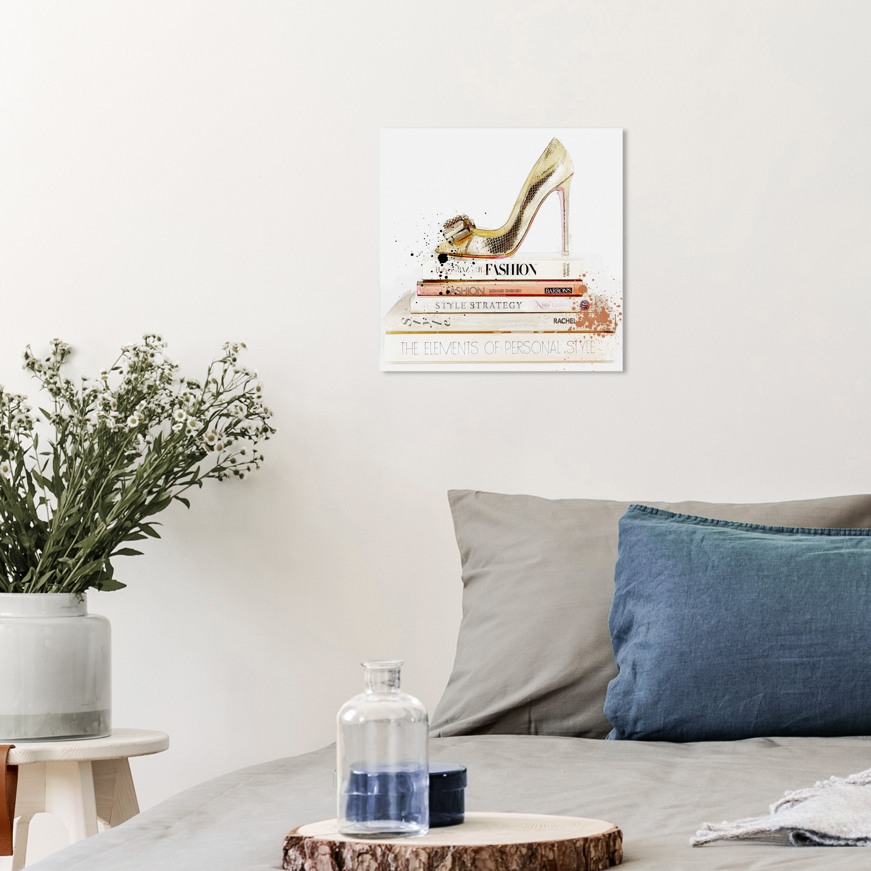 Wynwood Studio Fashion and Glam Modern Canvas Art - Book Stack Gold ...