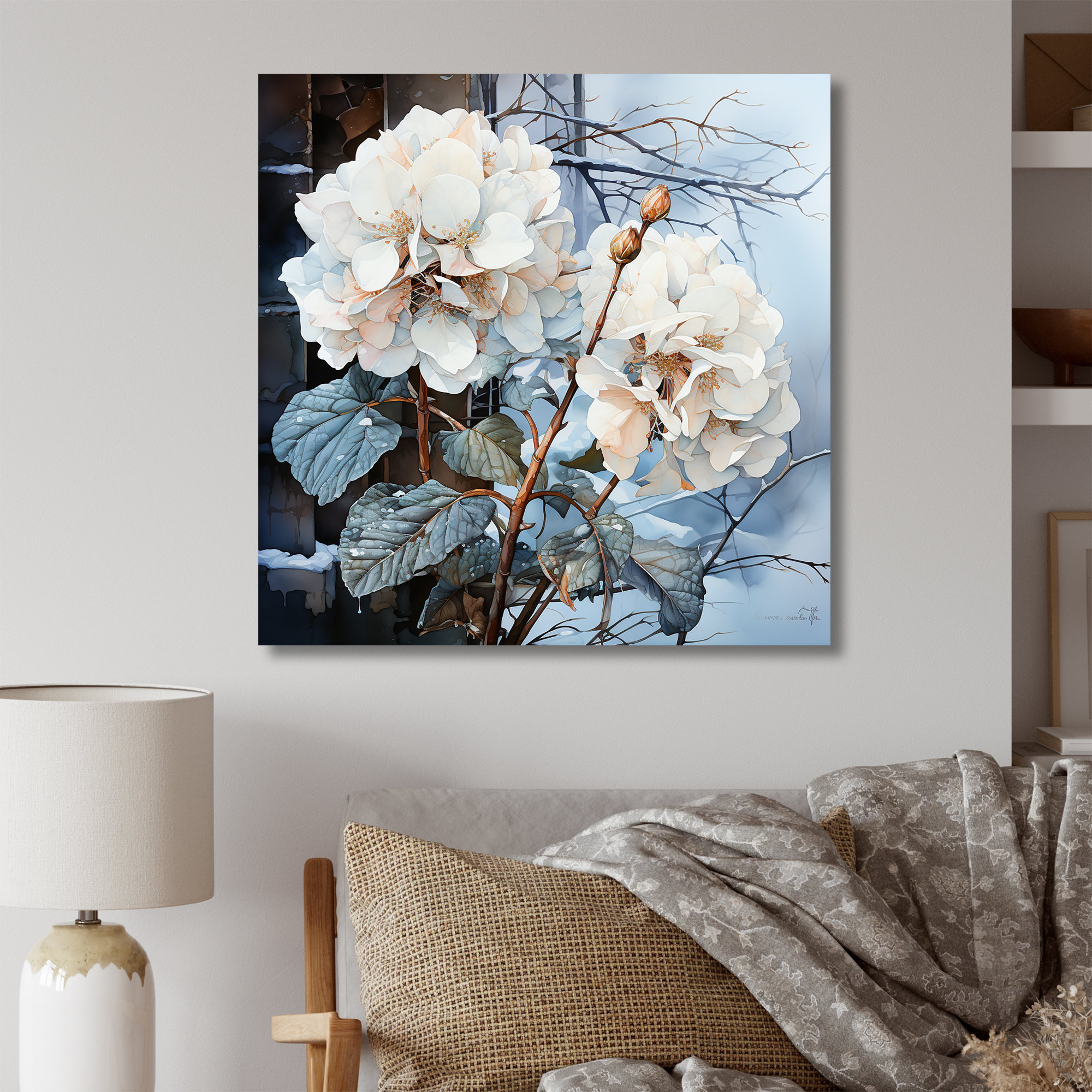 Winston Porter White Hydrangea Charm In Winter - Hydrangea Wall Art ...