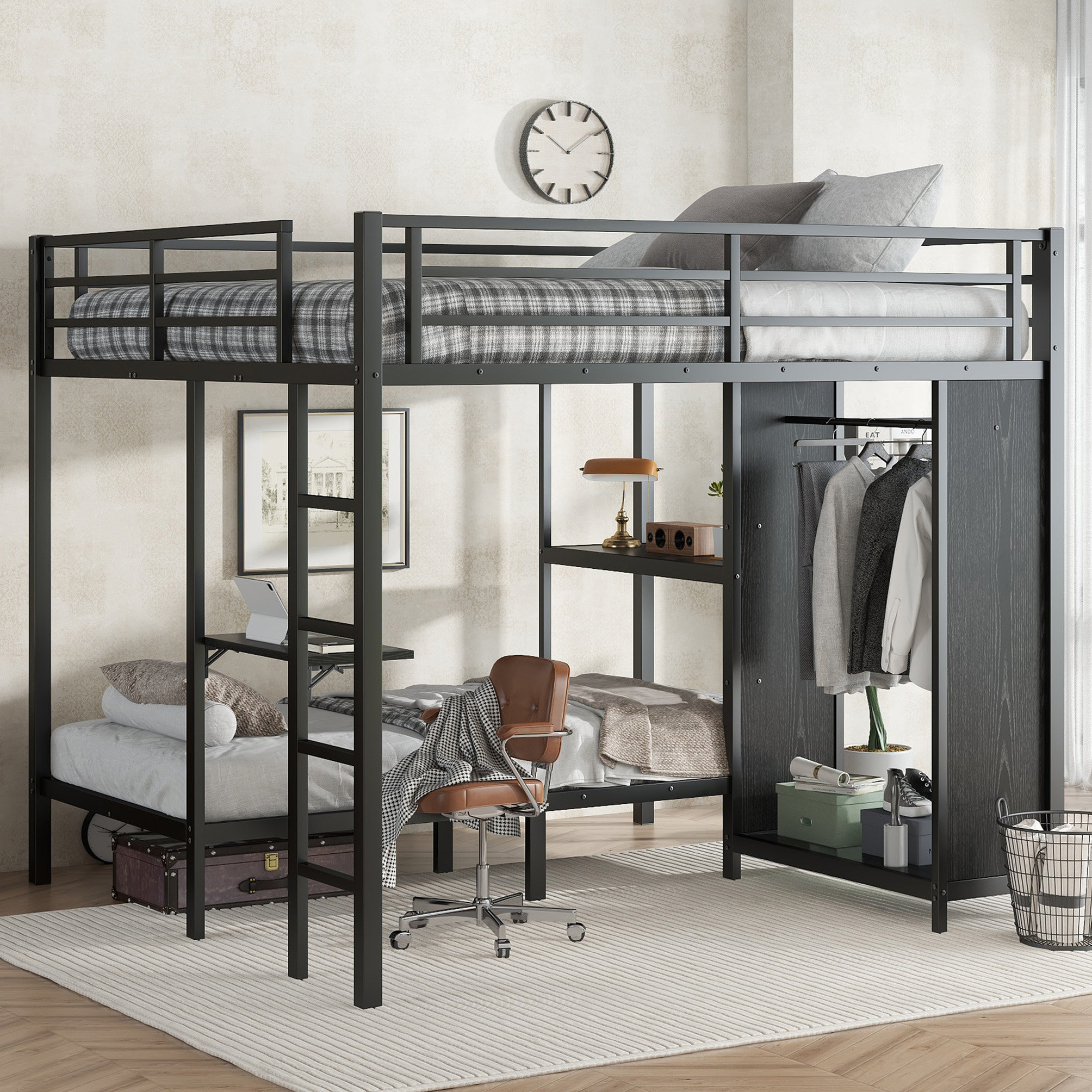 Latitude Run® King Over Twin Xl Size Bunk Bed Frame With Built-In ...