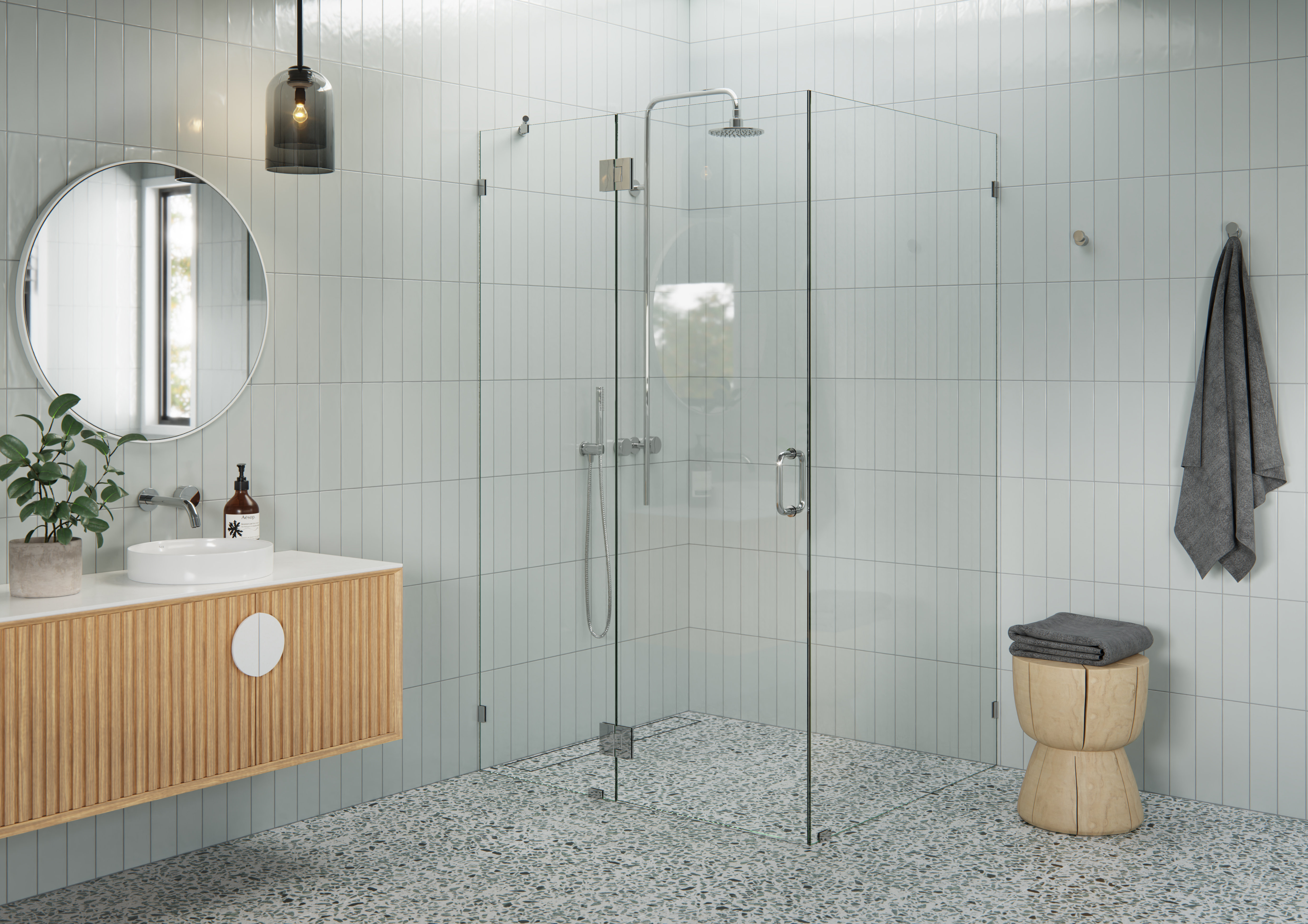 Glass Warehouse Halo 48 in. x 42 in. x 78 in. 90-degree Fully Frameless ...
