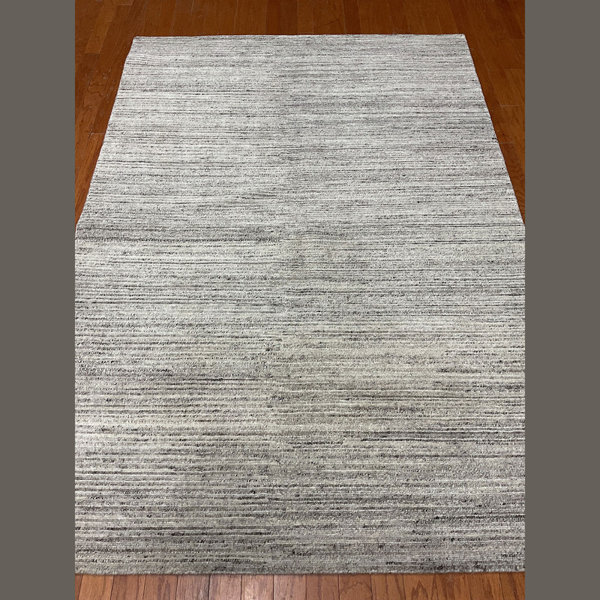 17 Stories One-of-a-Kind 5'1" X 7'2" Wool Area Rug in Light Gray/White ...