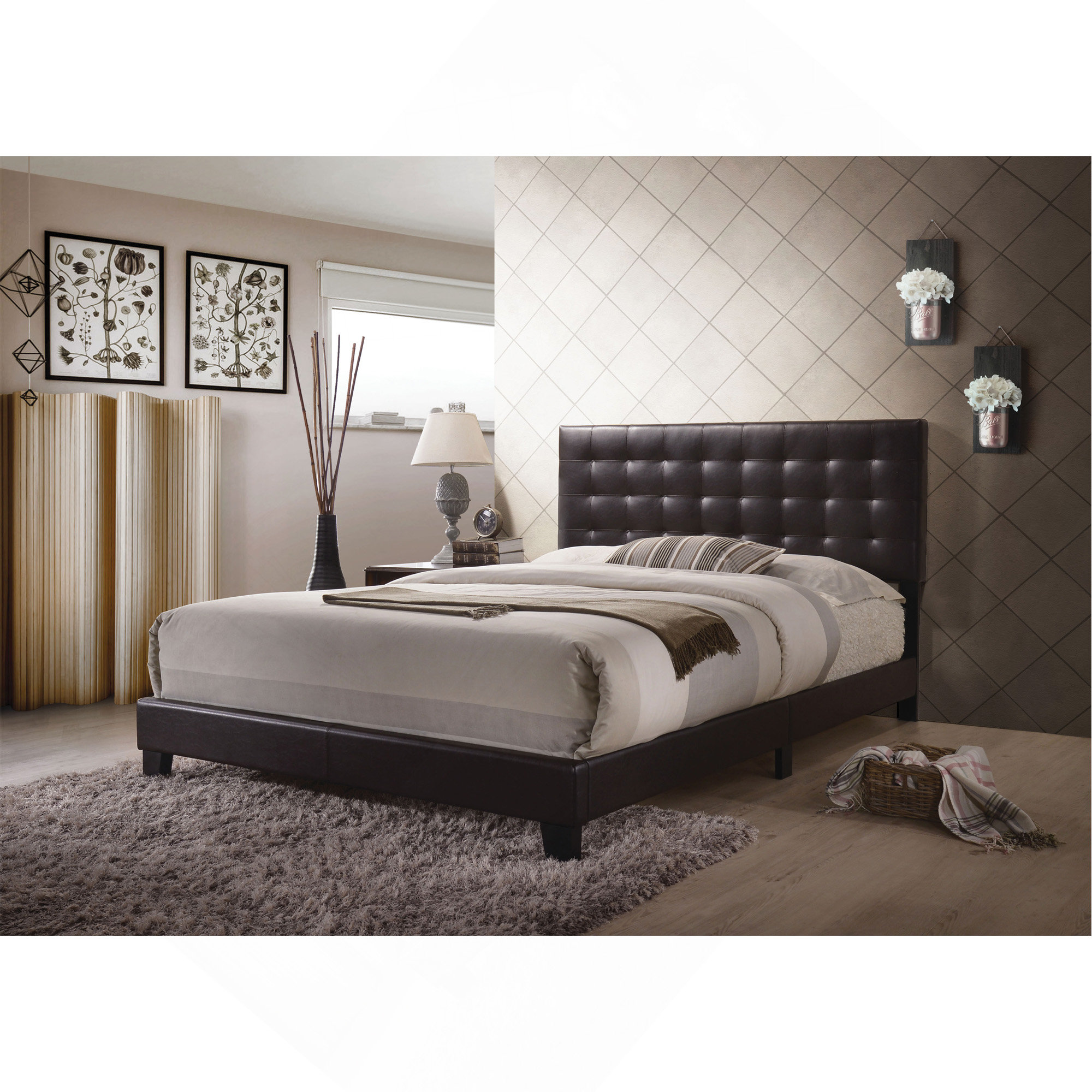 Mercer41 Luxurious Synthetic Leather Queen Bed For Unrivaled Relaxation ...