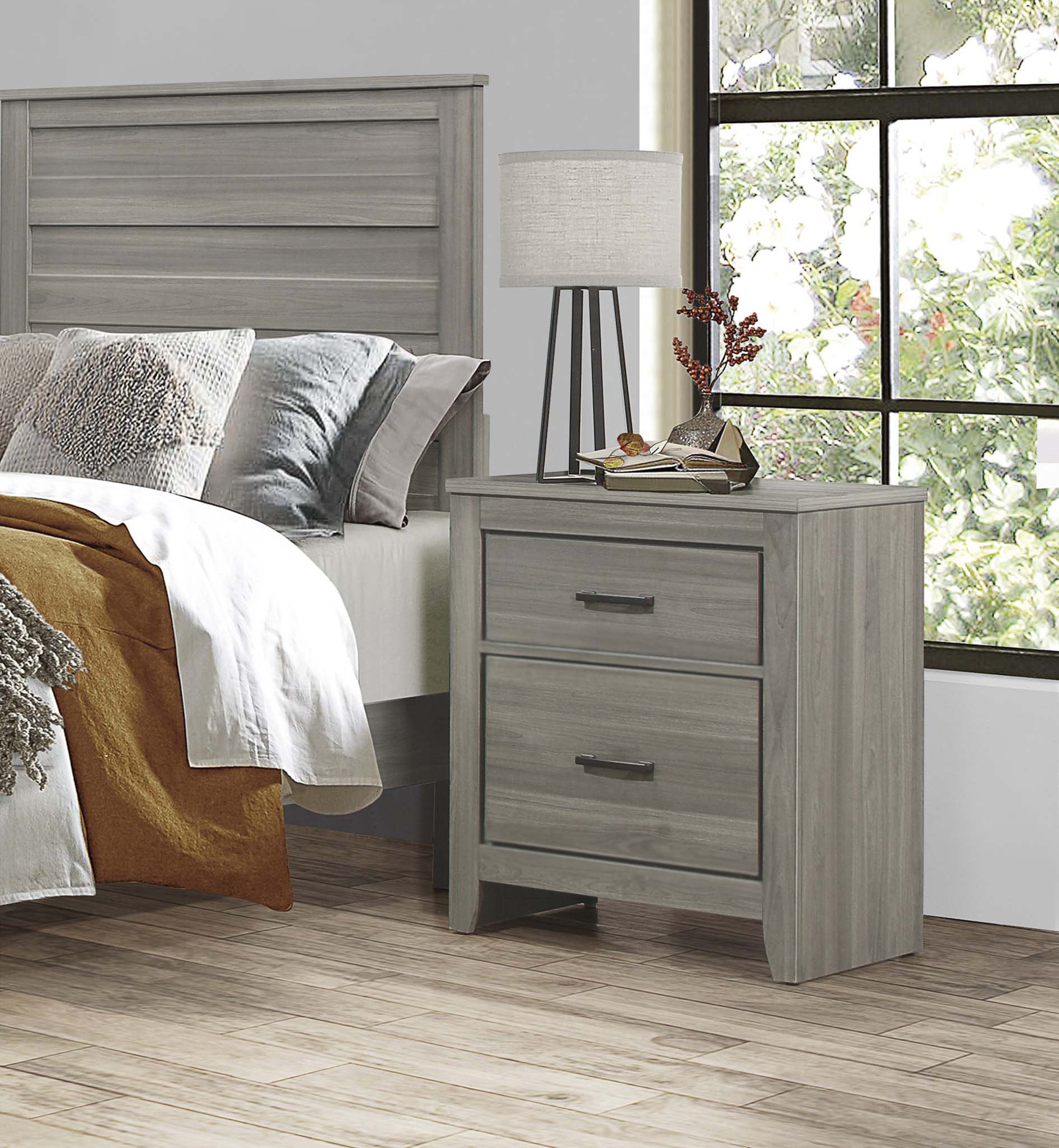 17 Stories Dark Grey Finish Transitional Look 1pc Nightstand Industrial ...