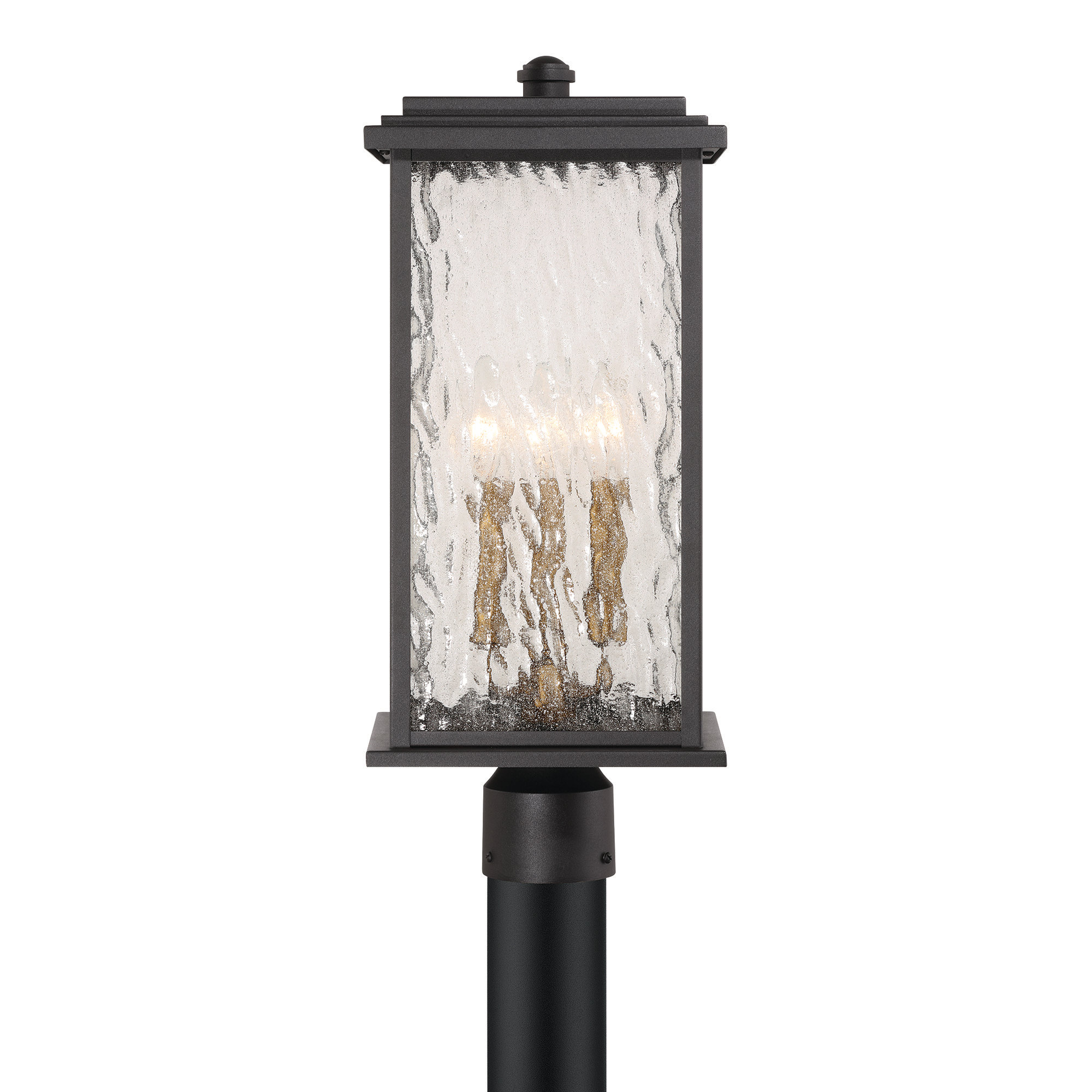 Latitude Run® Riam - 3-Light Outdoor Post-Light - Black with Brass ...