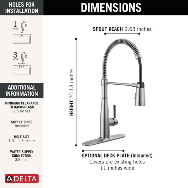 Delta Essa Pro Commercial Style Kitchen Faucet, Pull Down Sprayer ...