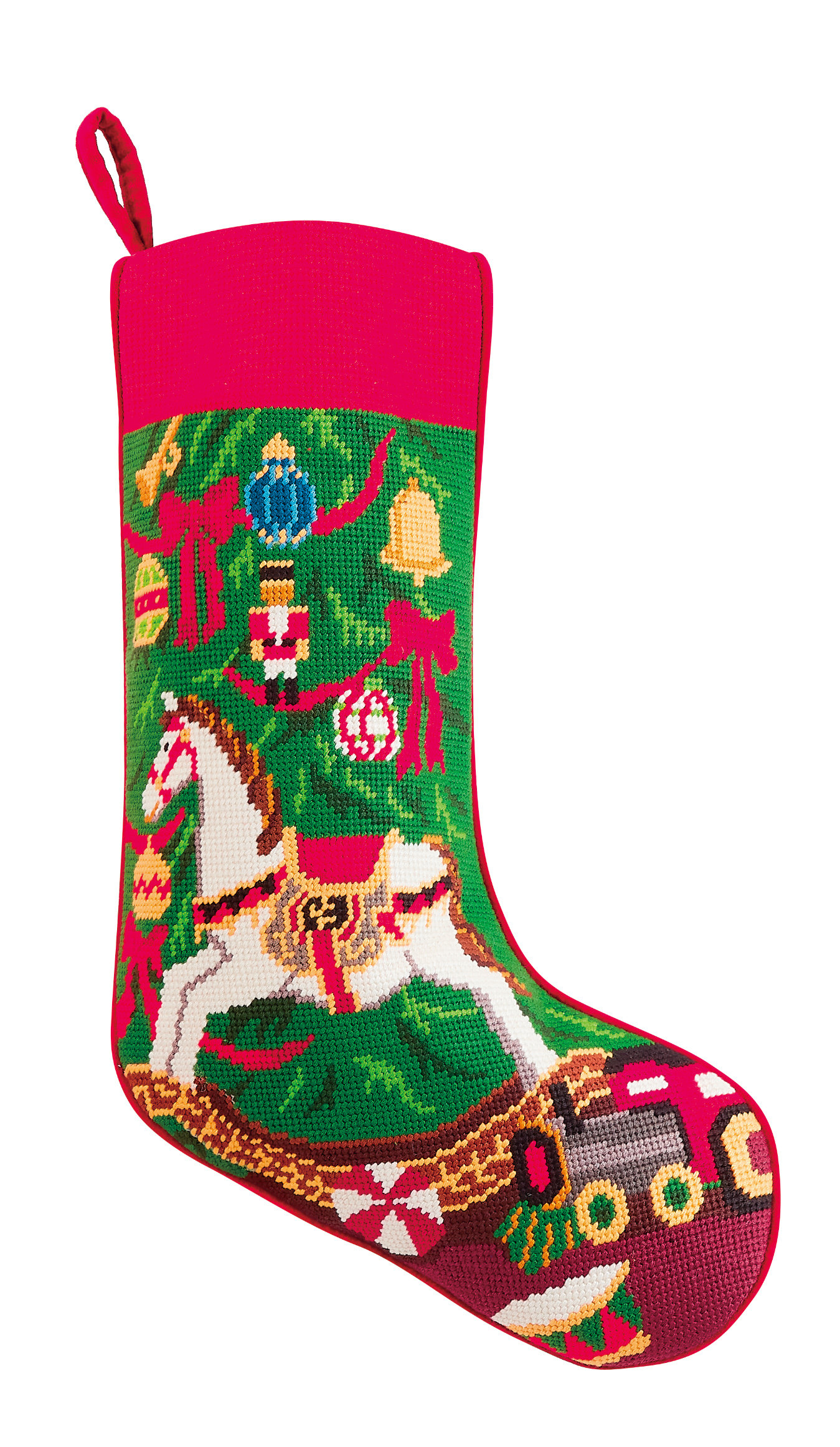 Mistletoe and Co. Holiday Rocking Horse Embroidered Needlepoint ...