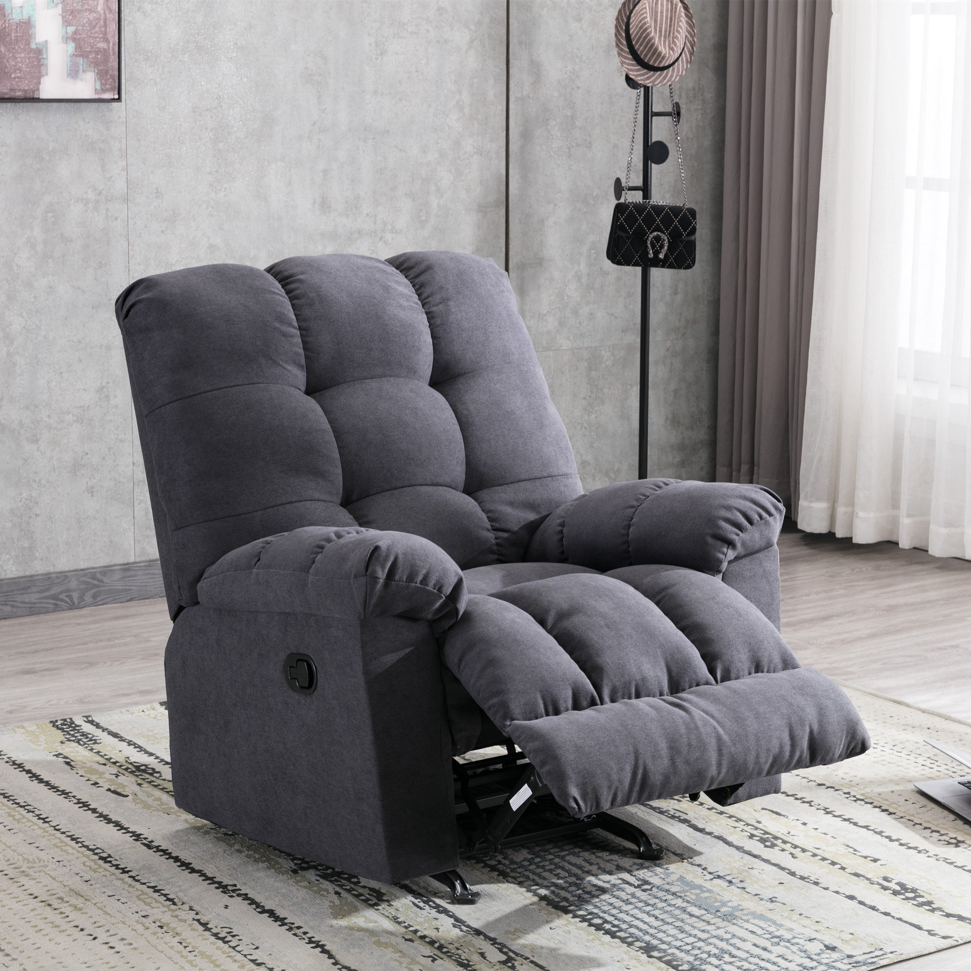 Latitude Run® 34.6" Wide Velvet Manual Lift Assist Zero Gravity ...