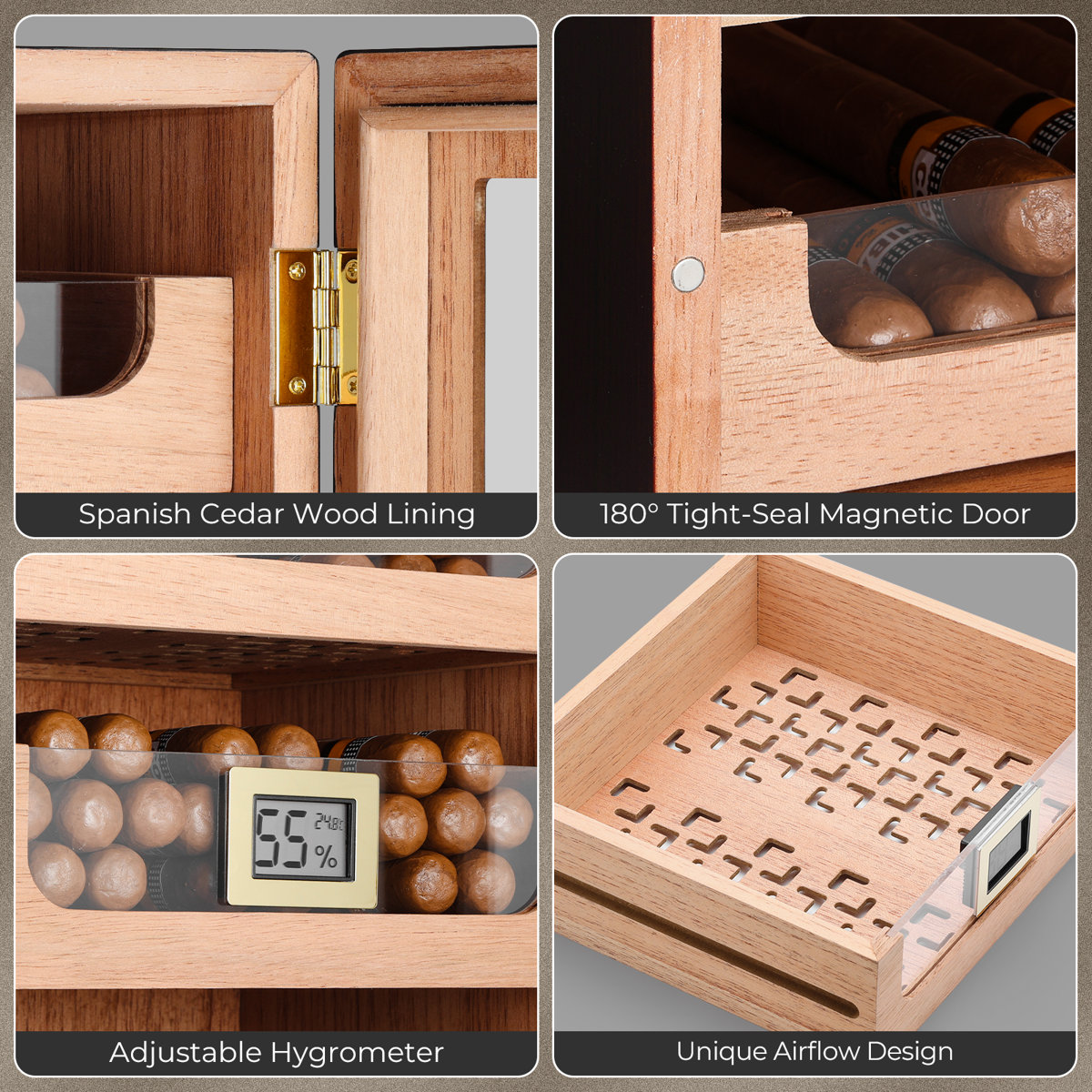 Red Barrel Studio® Cigar Humidor Cabinet for 100 to 150 Cigars with ...