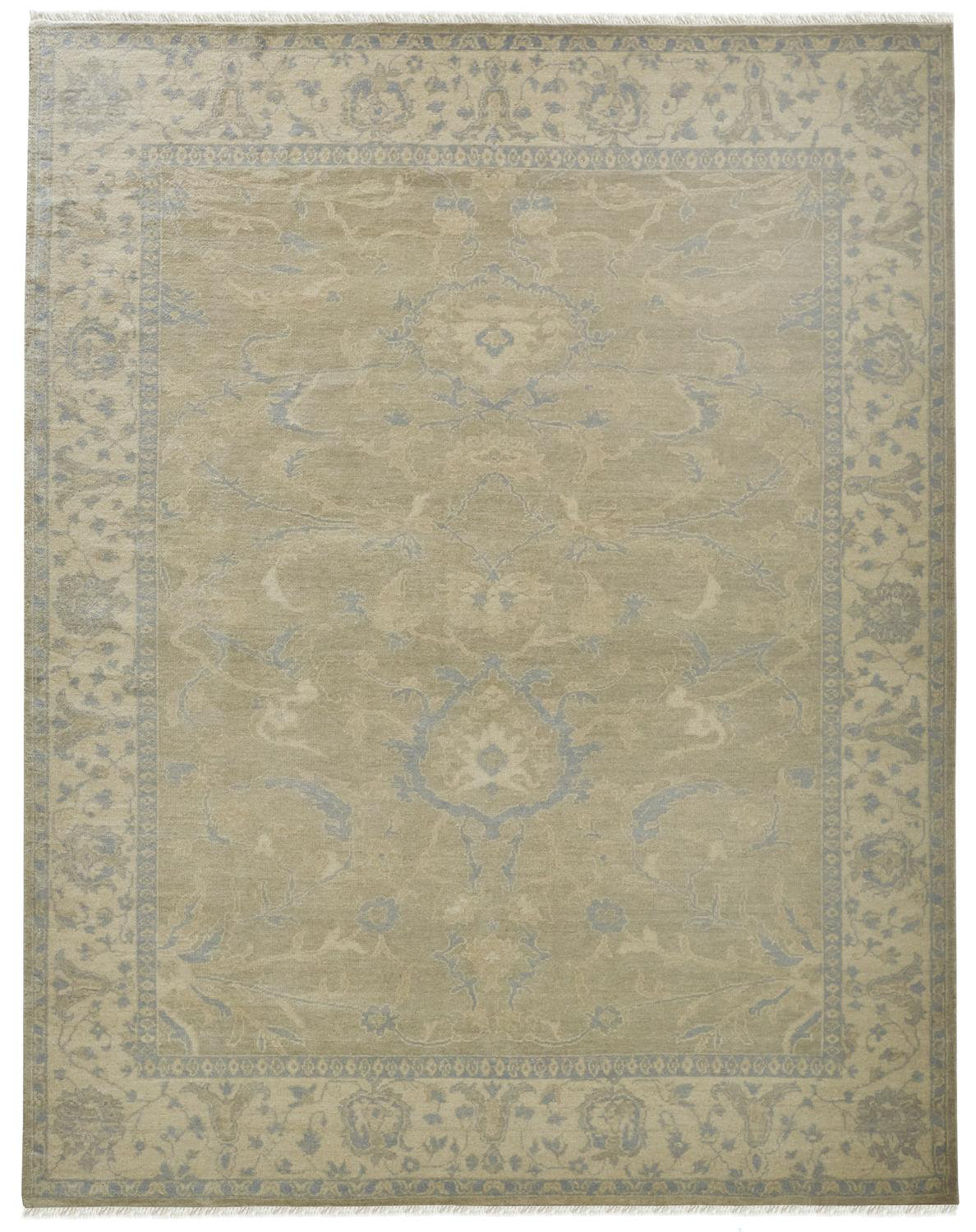 Bungalow Rose Potomac Hand Knotted Cream / Blue Transitional Area Rug ...