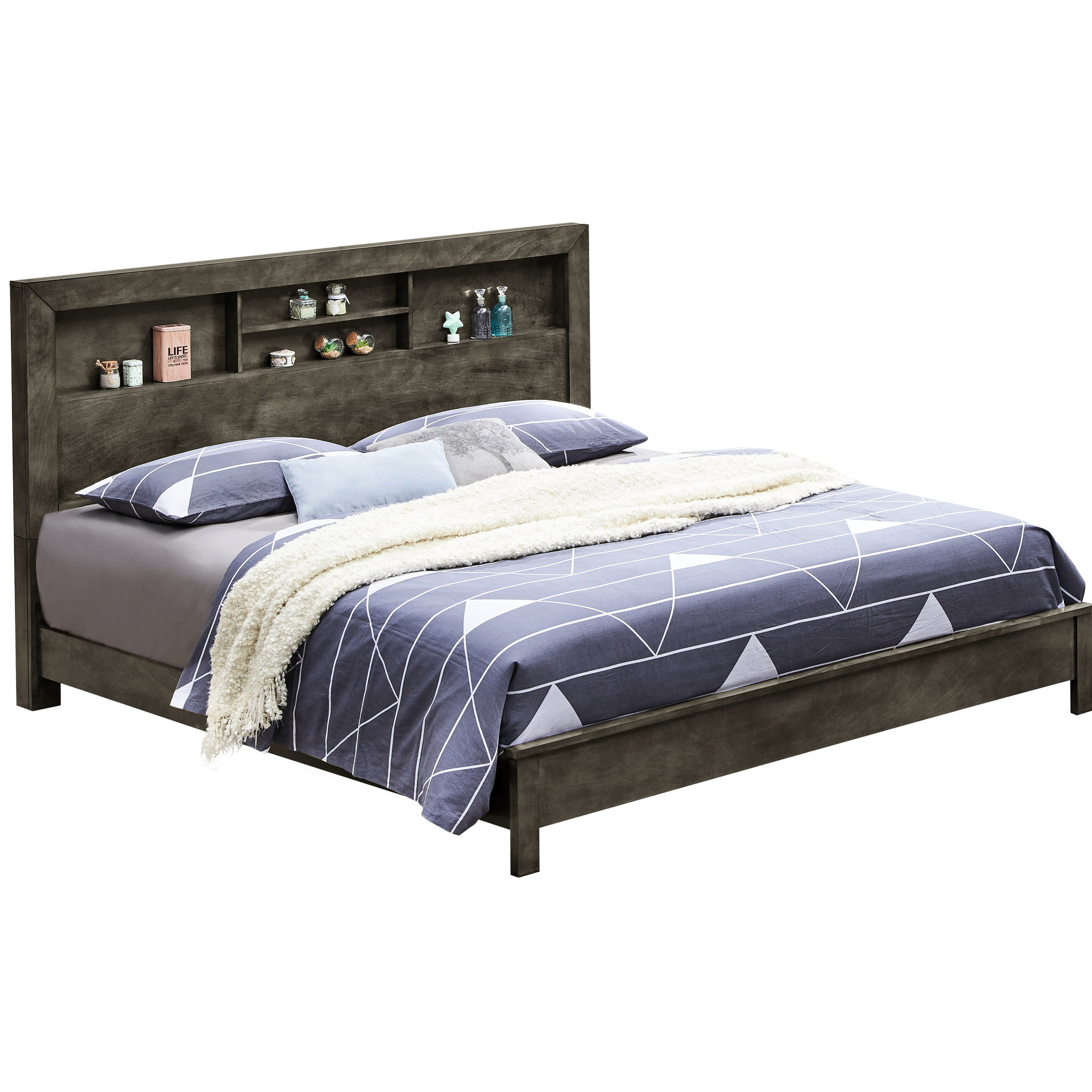 Latitude Run® Transitional King Sized Bed In Grey - Strong And Fits ...