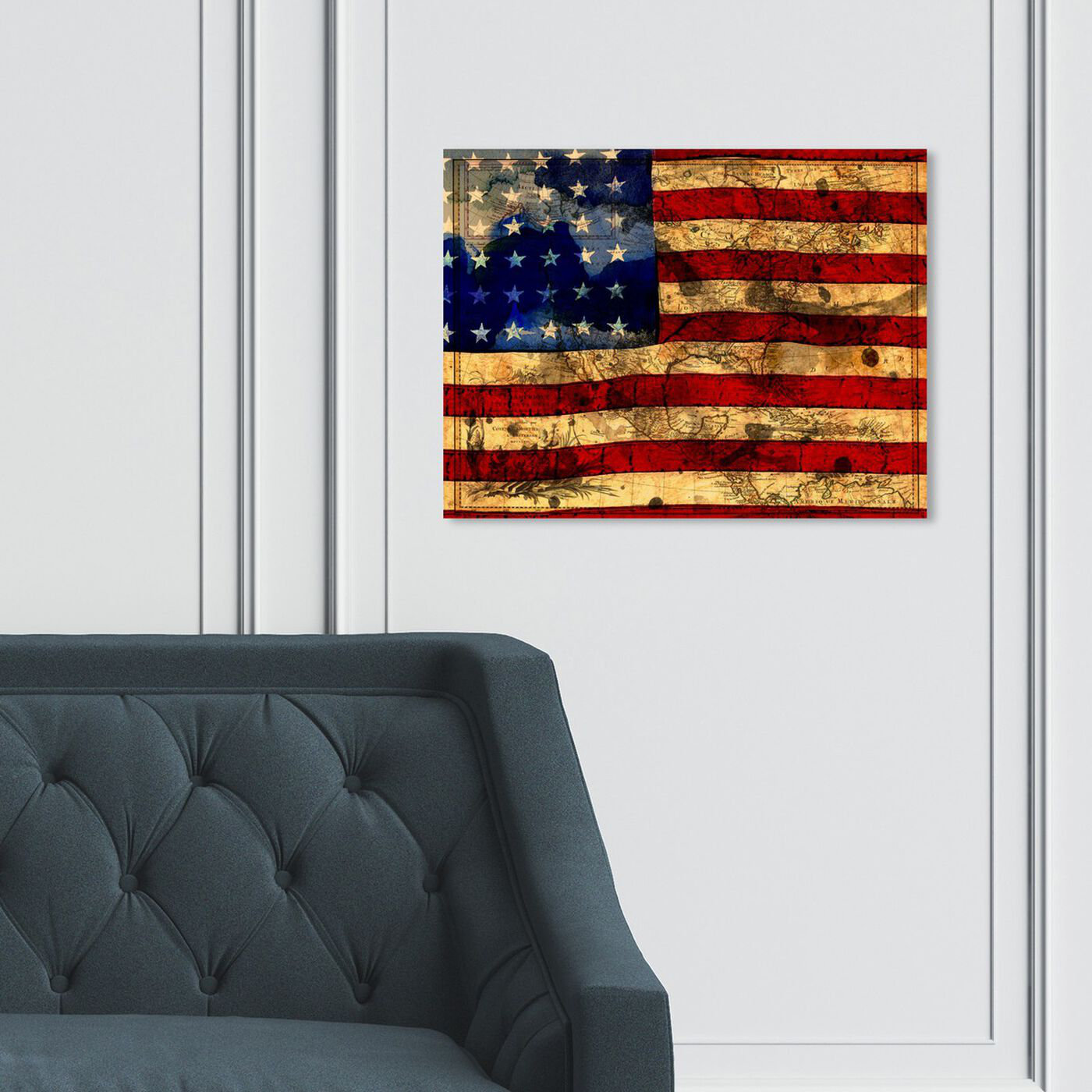 Oliver Gal Prints Hatcher & Ethan The Flag - Painting on Wrapped Canvas ...