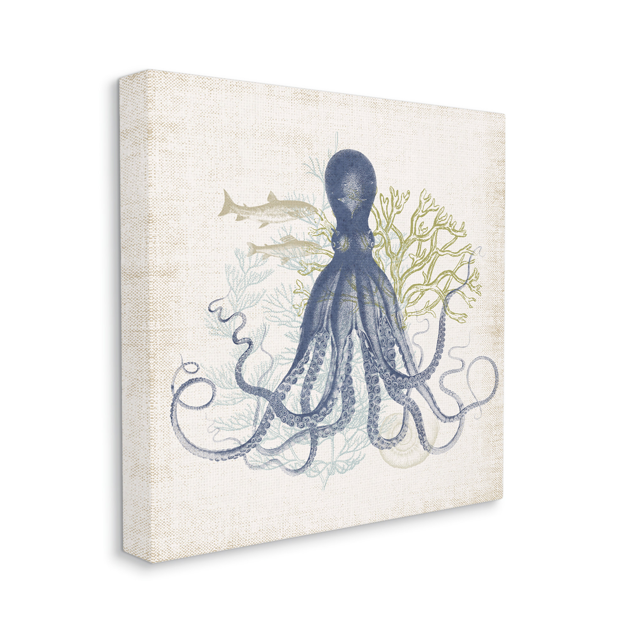 Stupell Industries Octopus Tentacles Layered Fish and Ocean Botanicals ...