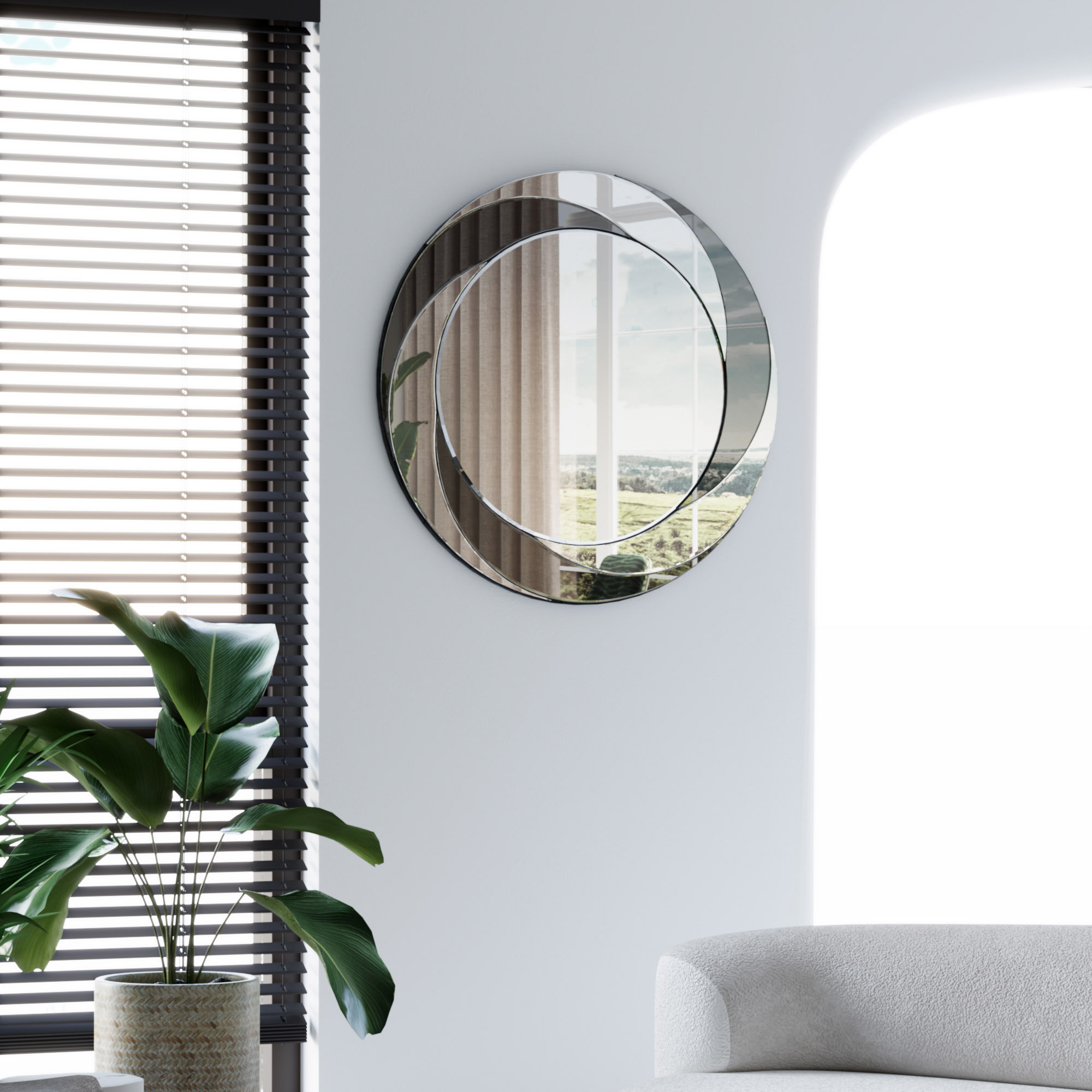 Wrought Studio Miroir mural rond mural pour la maison, le salon, la ...