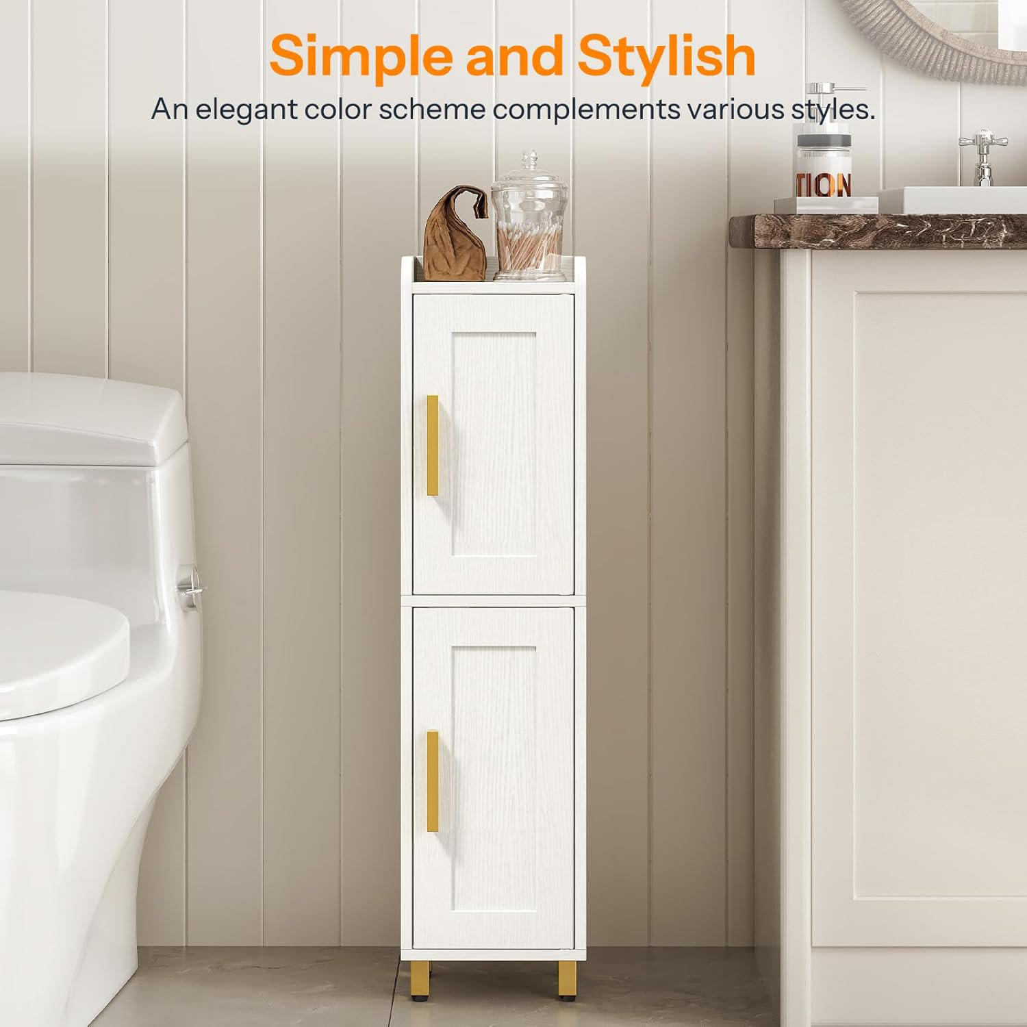 Latitude Run® Small Bathroom Cabinet, Slim Corner Floor Cabinet With 2 ...