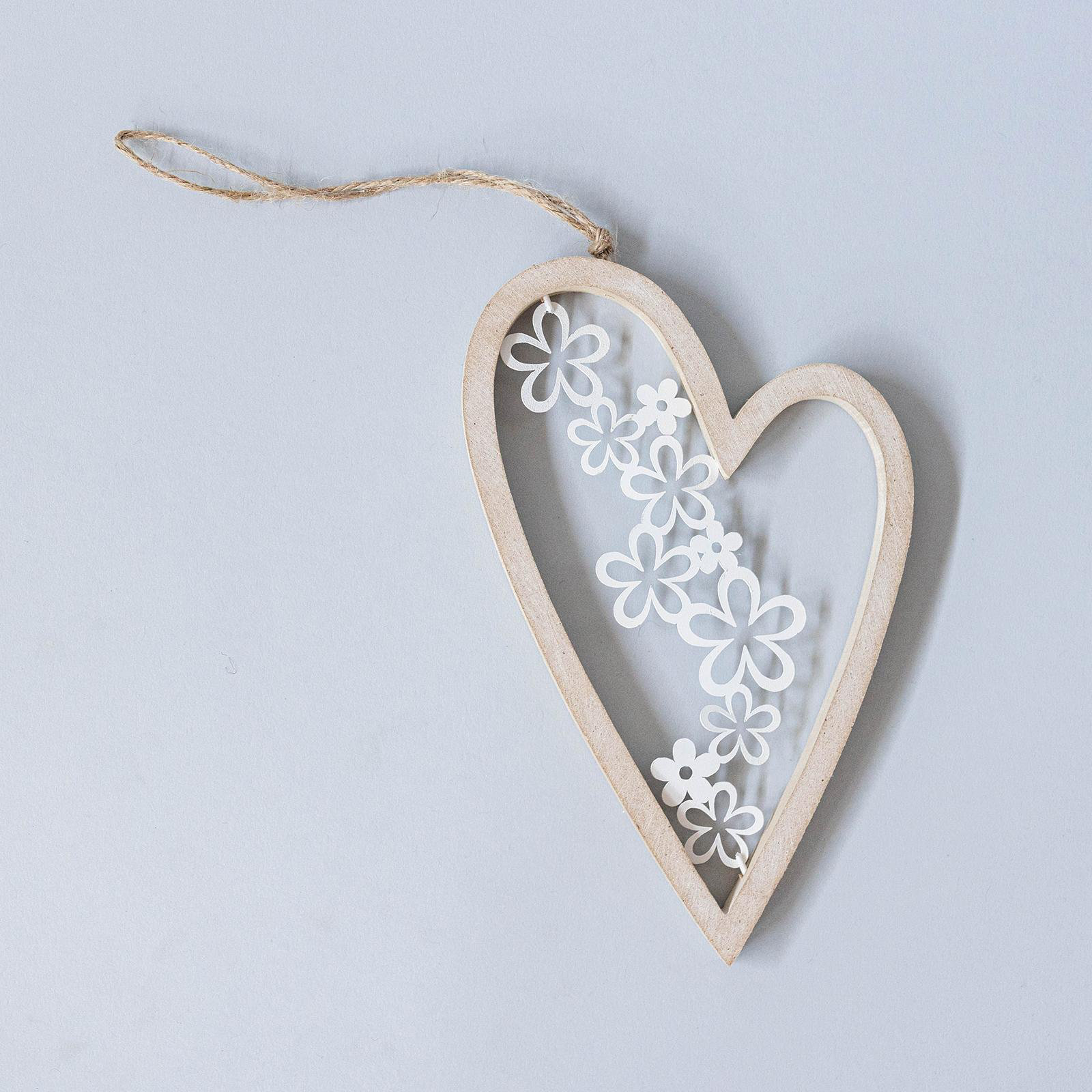 Winston Porter Wooden Heart With Metal Daisies Hanging Decoration | Wayfair