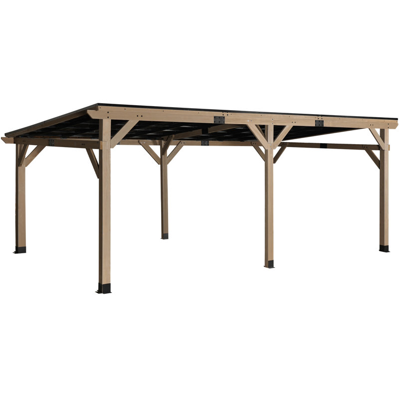 StarEcho 12Ft X 20Ft Solid Wood Rectangle Gazebo With Hardtop Steel ...