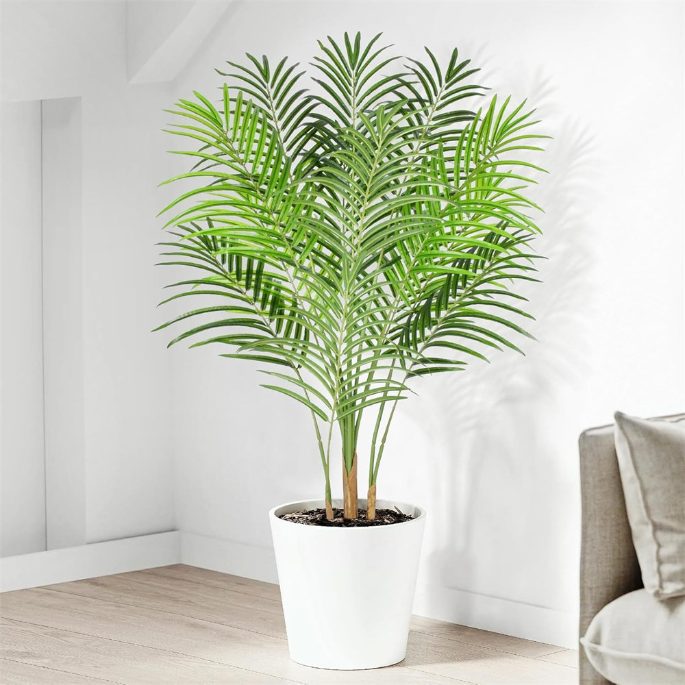 Latitude Run® Artificial Palm Tree 4Ft Tall Fake Indoor Decor With 13 ...