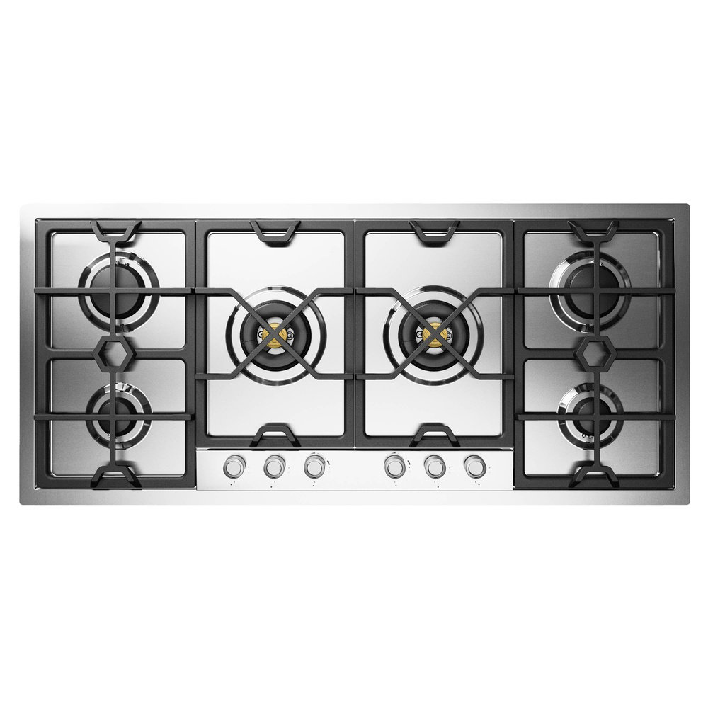 ILVE Panoramagic 48 inch Built-In Gas Cooktop with Total Black Brass ...